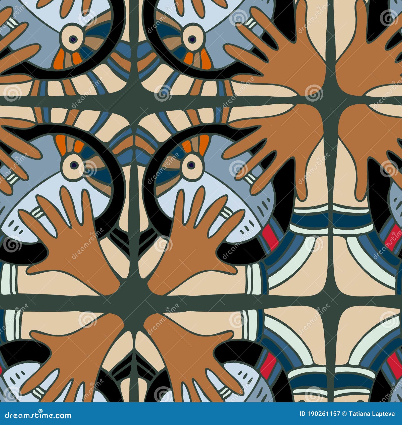 Vector Seamless Pattern Design with Squared with Hands Reaching To Each ...