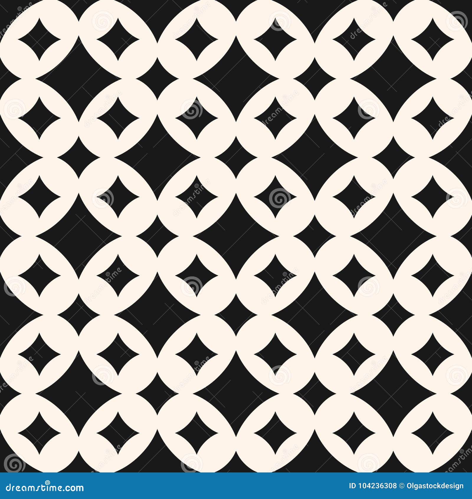 Vector Seamless Pattern with Diamond Shapes, Big and Small Curved ...
