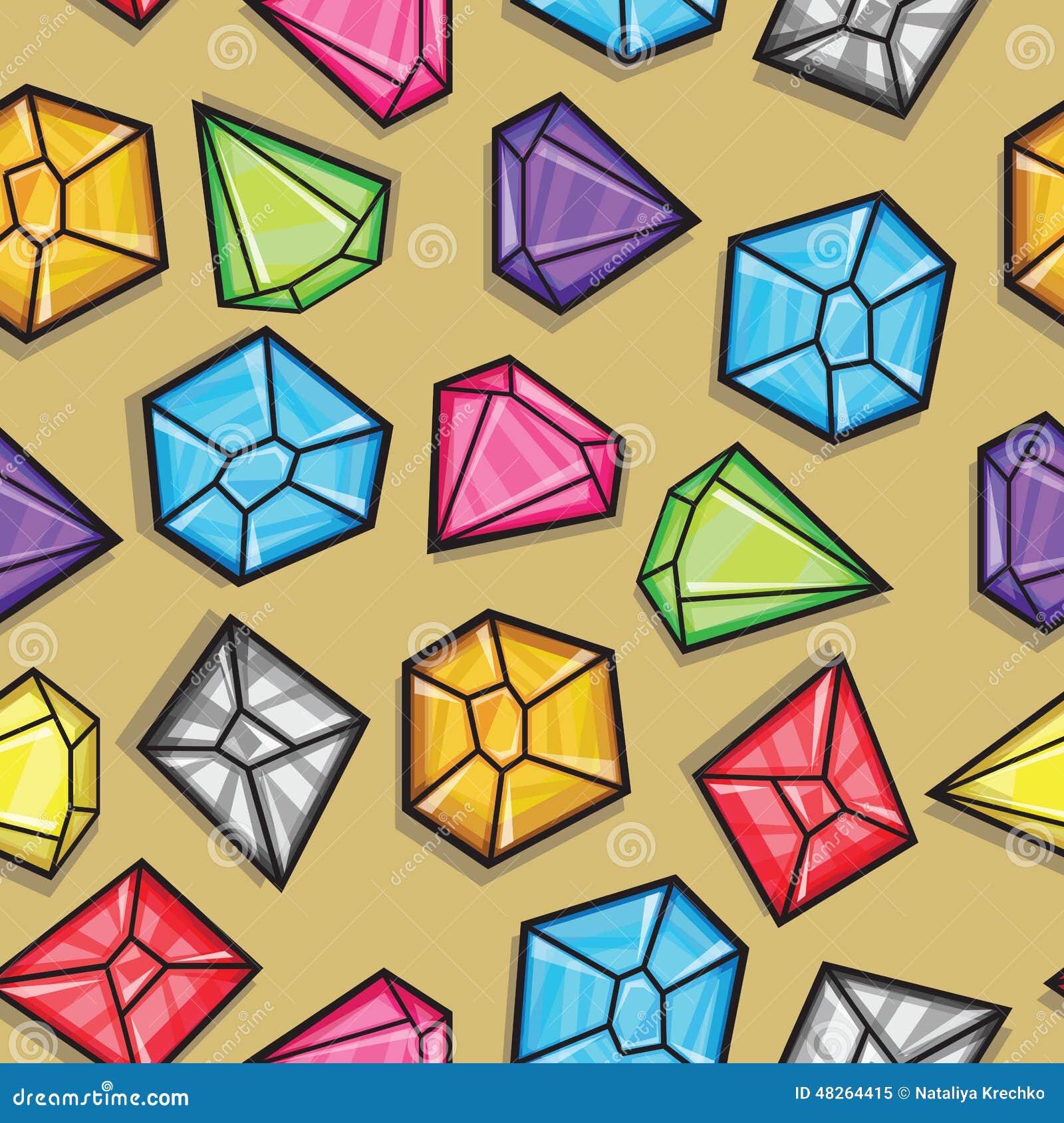 Vector Seamless Pattern of Diamonds Stock Vector - Illustration of ...