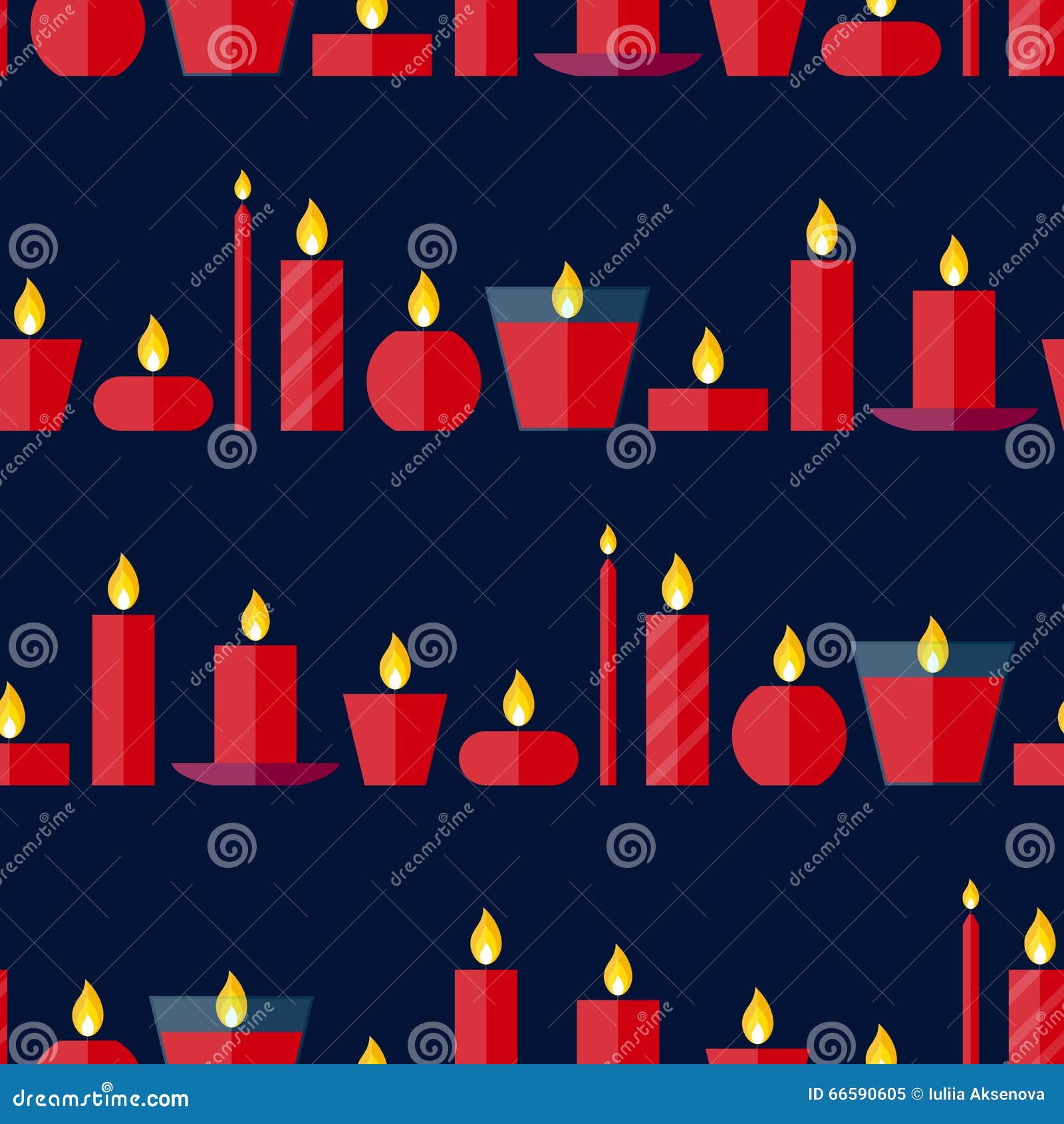 Vector Seamless Pattern of Different Burning Red Candles Stock Vector ...