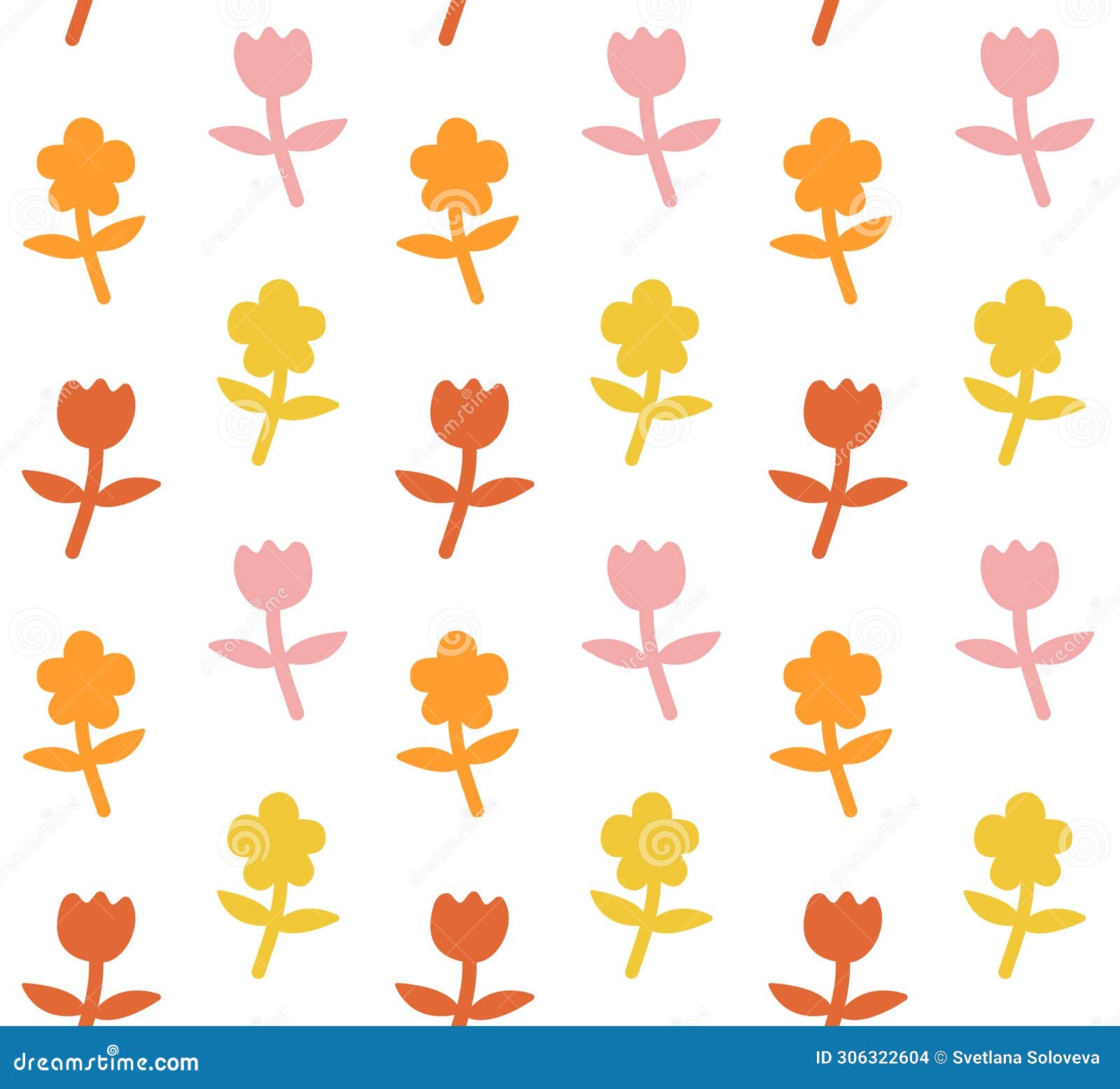 Vector Seamless Pattern of Different Color Flower Stock Vector ...