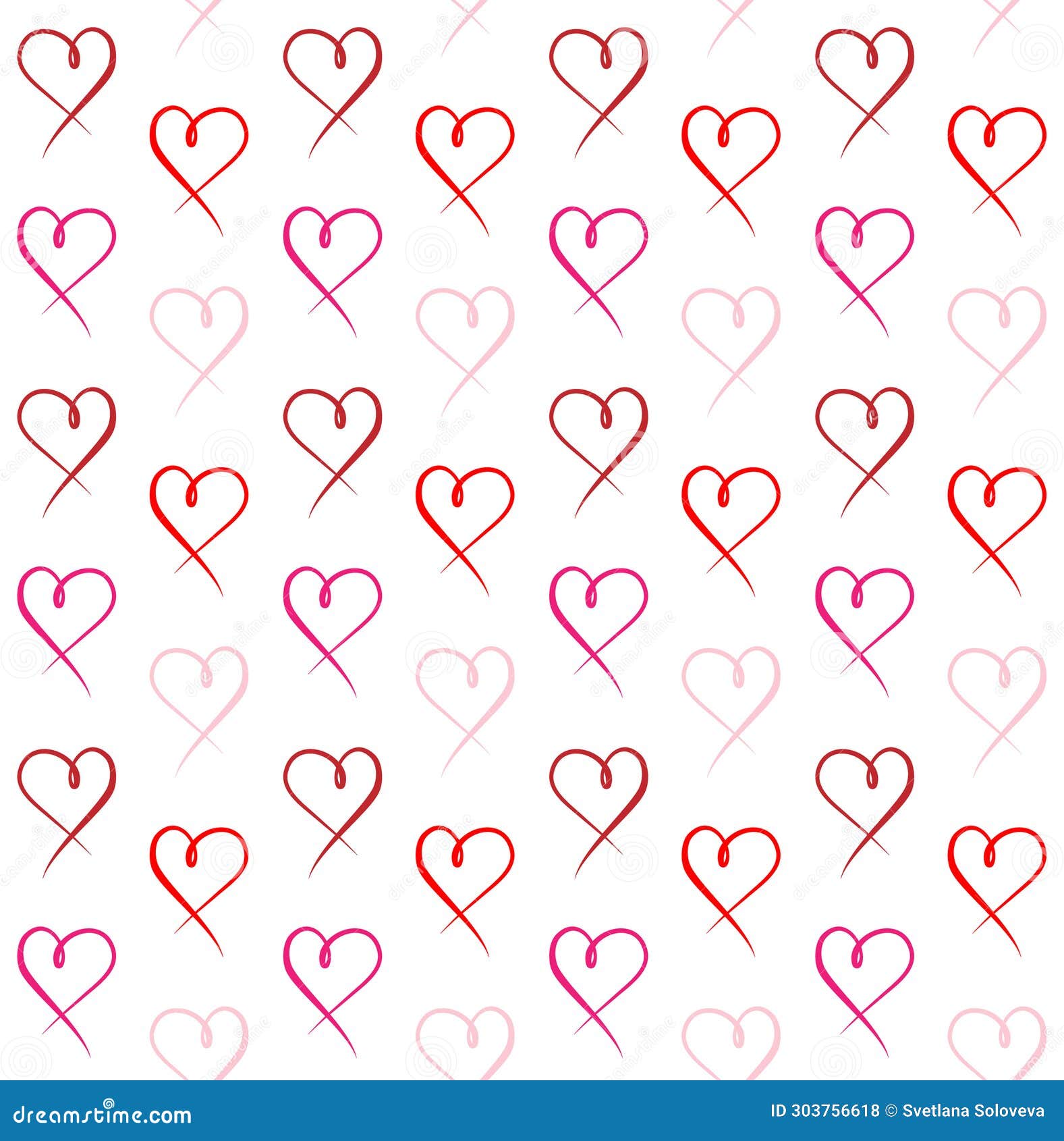 Vector Seamless Pattern of Different Color Heart Stock Illustration ...
