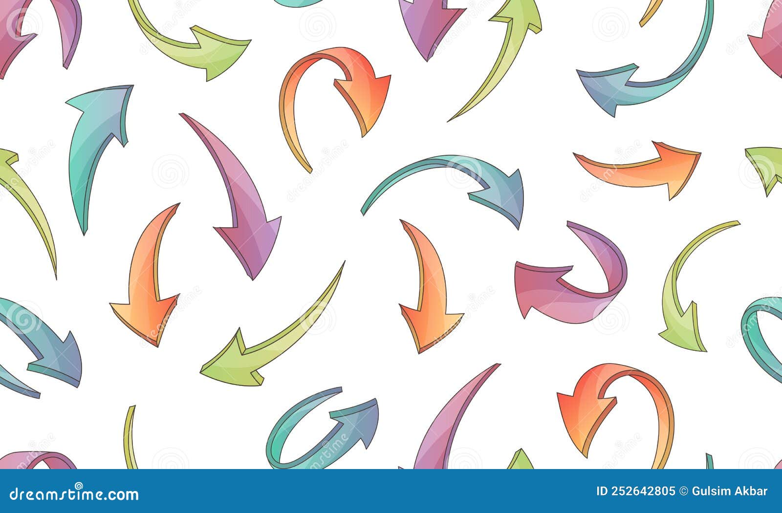 Vector Seamless Pattern with Different Colorful Simple Arrows Isolated ...