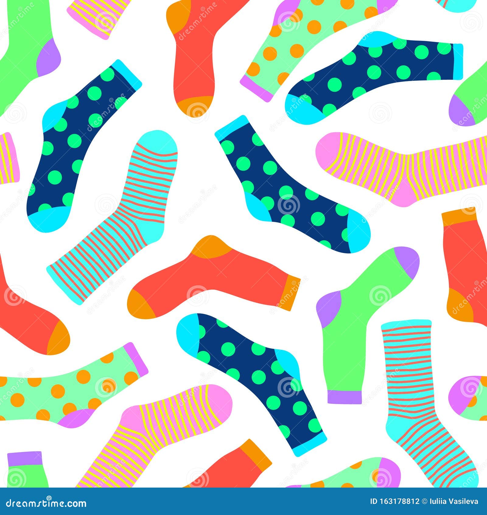 Vector Seamless Pattern of Different Colorful Socks Stock Vector ...