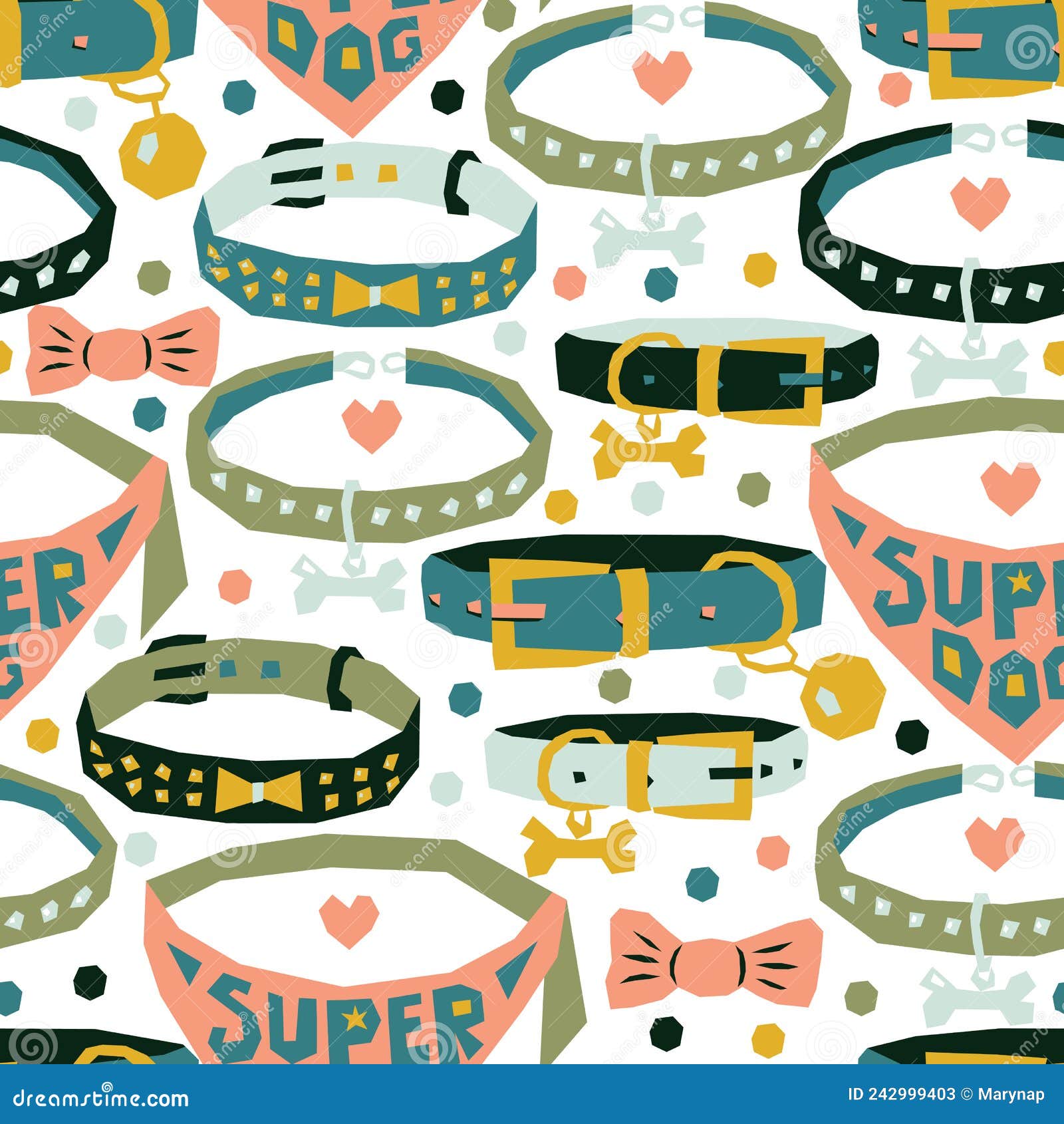 Vector Seamless Pattern with Different Dog Collars Stock Vector ...