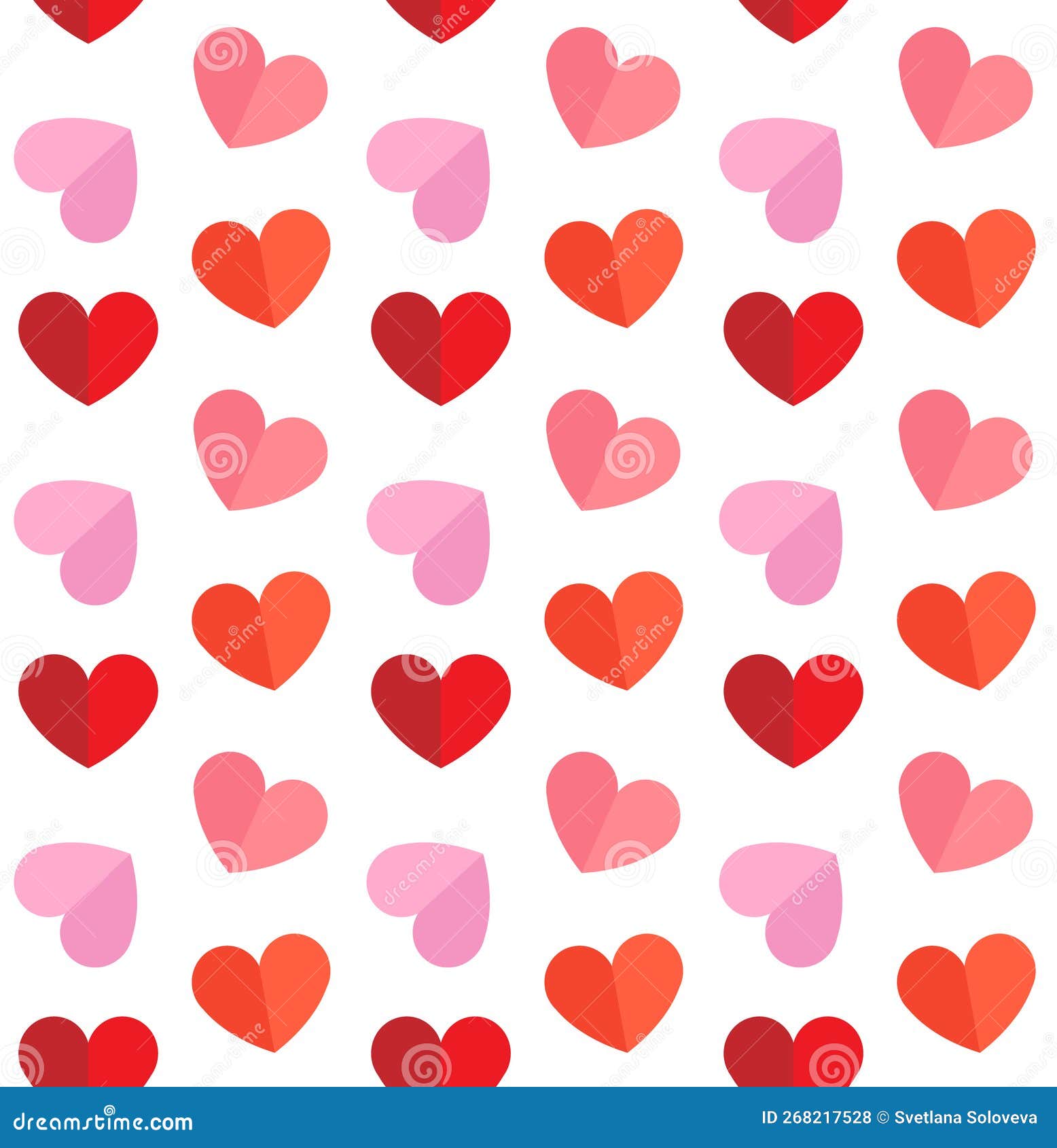 Vector Seamless Pattern of Different Flat Hearts Stock Vector ...