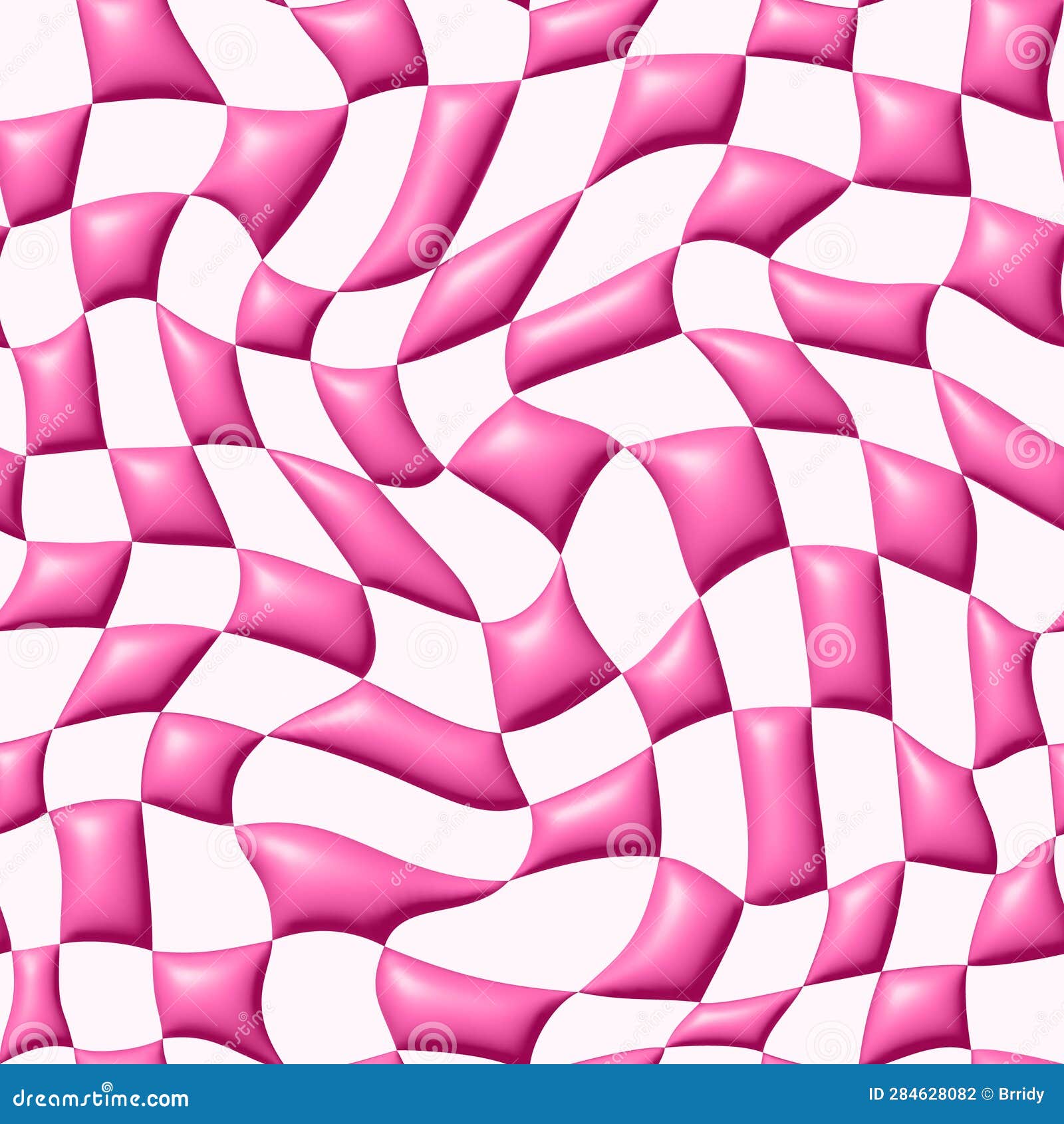 Vector Seamless Pattern with Distorted 3D Plastic Checker Texture. Pink ...