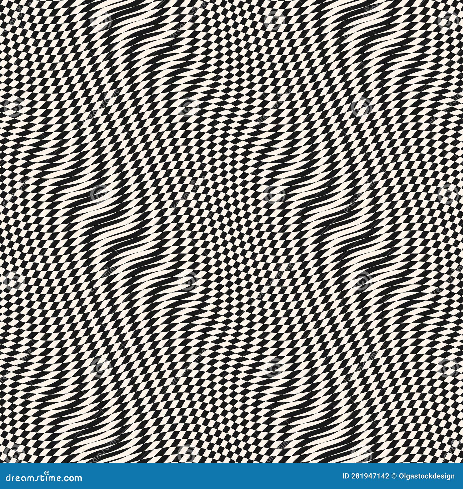 Vector Seamless Pattern with Distorted Grid. Black and White Abstract ...