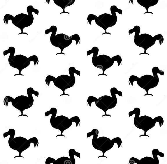 Vector Seamless Pattern of Dodo Bird Silhouette Stock Vector ...