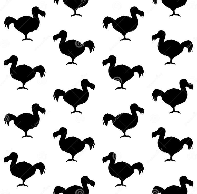 Vector Seamless Pattern of Dodo Bird Silhouette Stock Vector ...