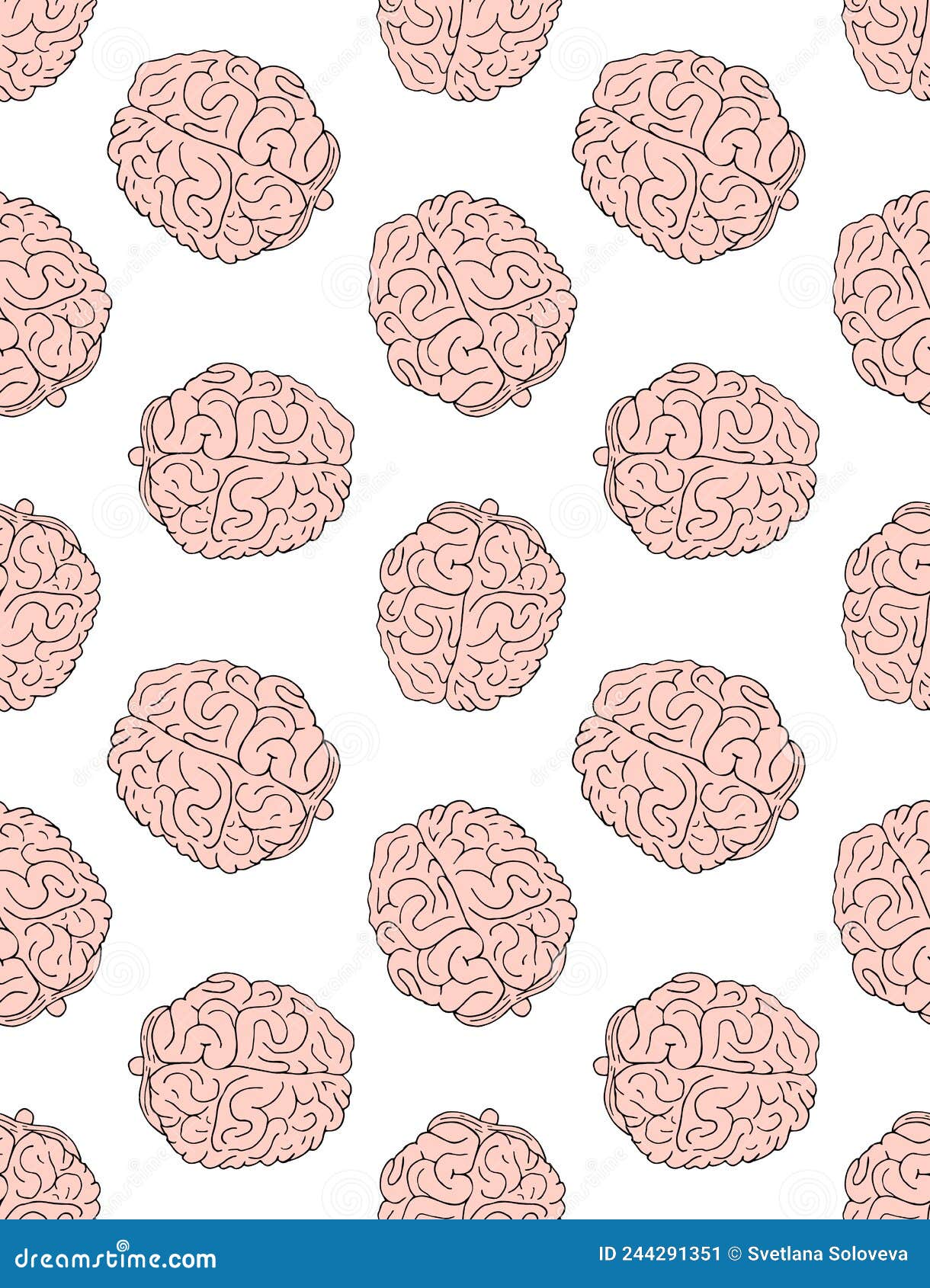 Vector Seamless Pattern of Doodle Brains Stock Vector - Illustration of ...