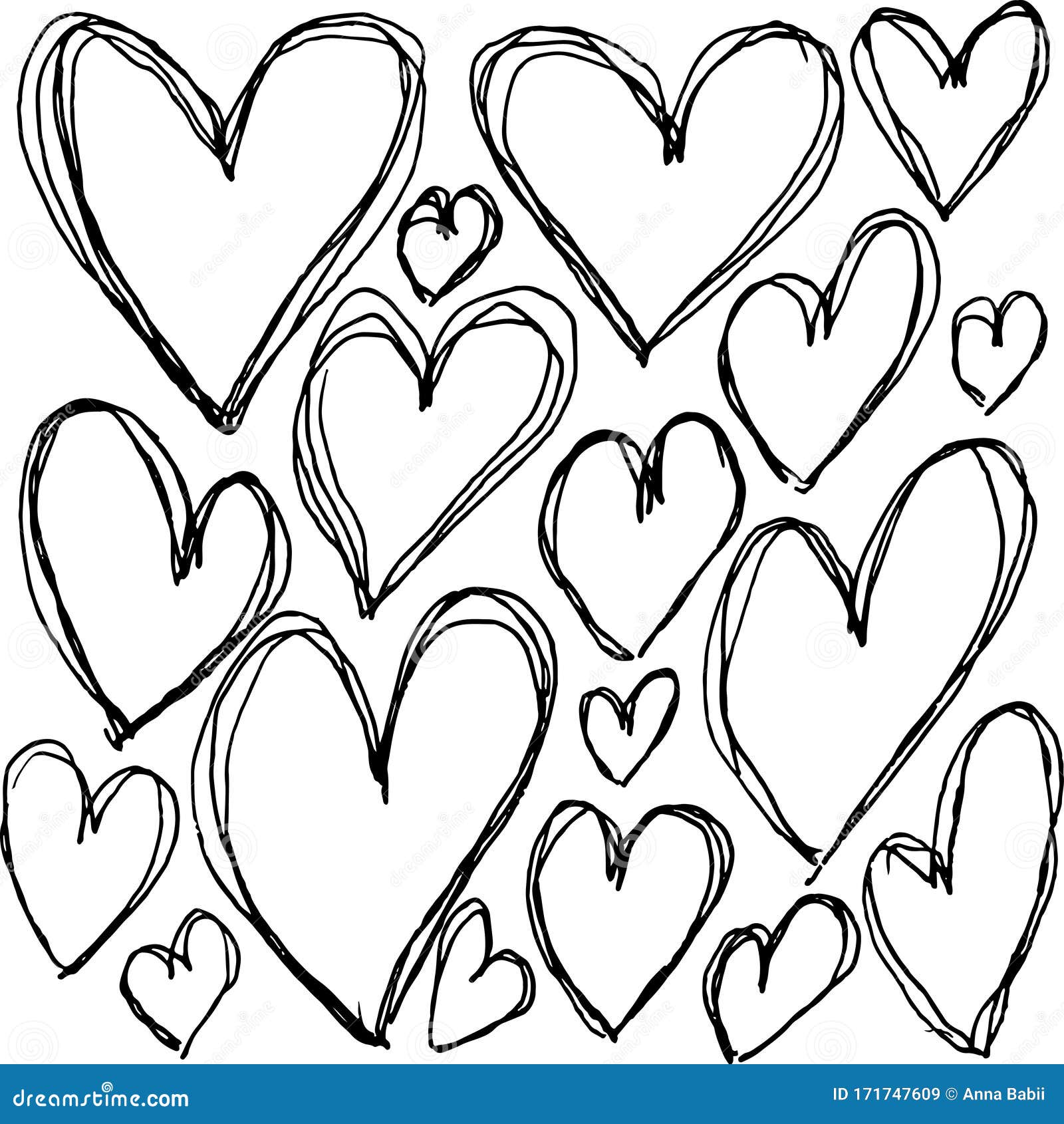 Vector Seamless Pattern with Doodle Heart. Valentines Day and Wedding ...