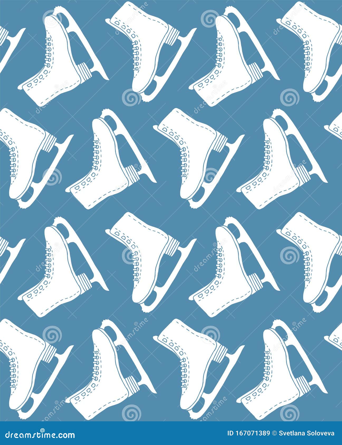 Vector Seamless Pattern of Doodle Ice Skates Stock Illustration ...
