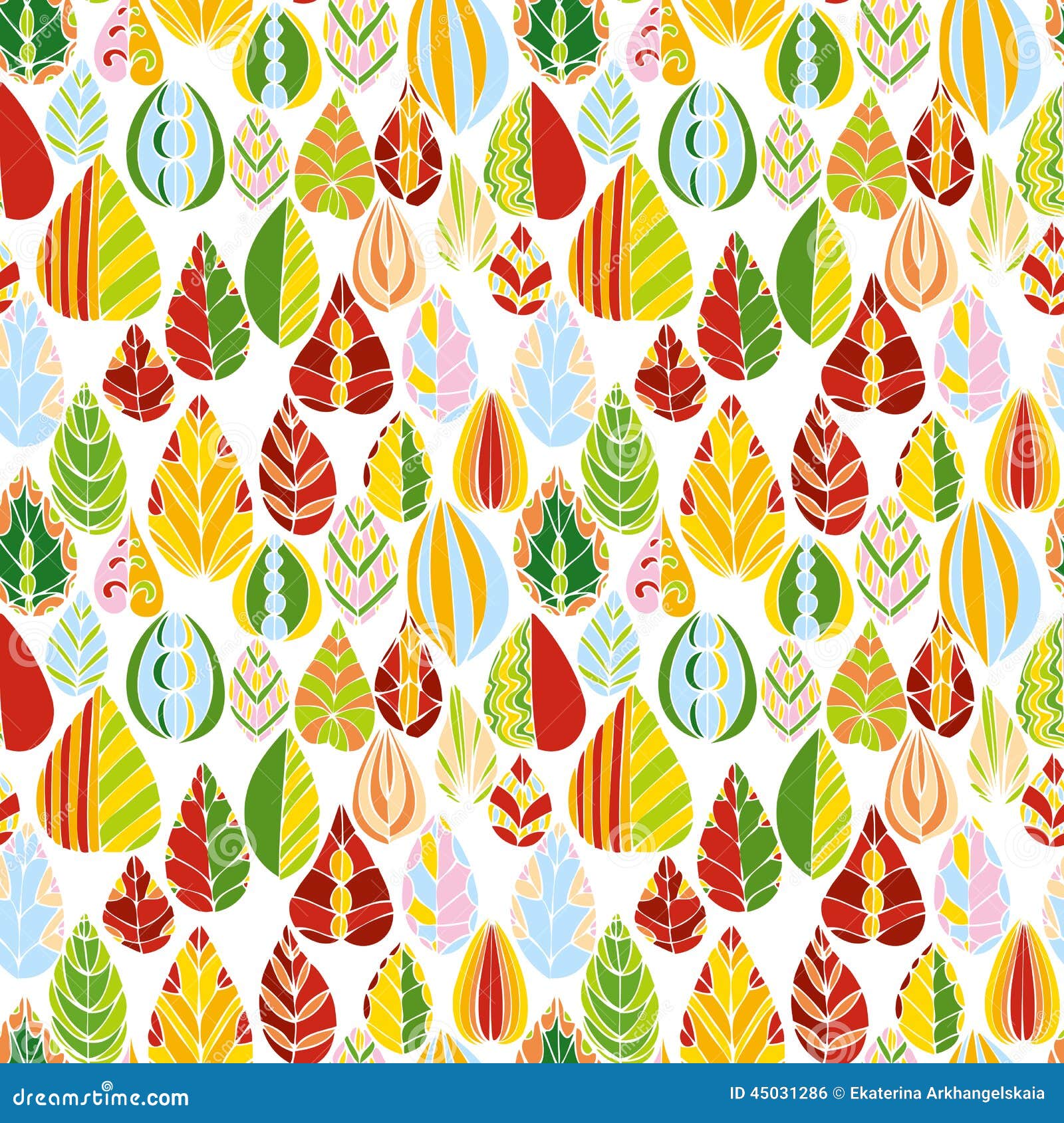 Vector Seamless Pattern with Doodle Leaves Stock Vector - Illustration ...
