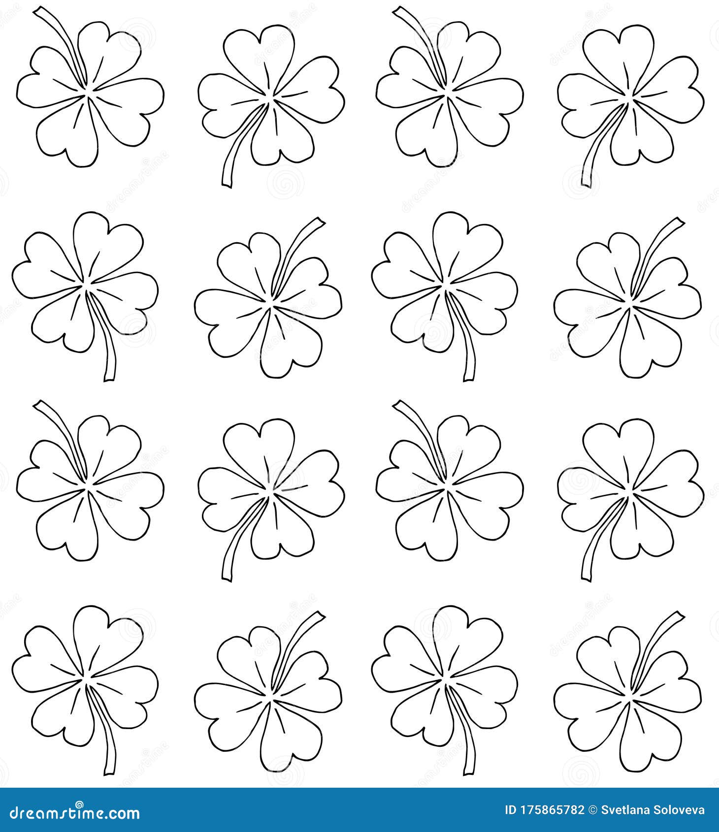 Vector Seamless Pattern of Doodle Sketch Clover Stock Illustration ...