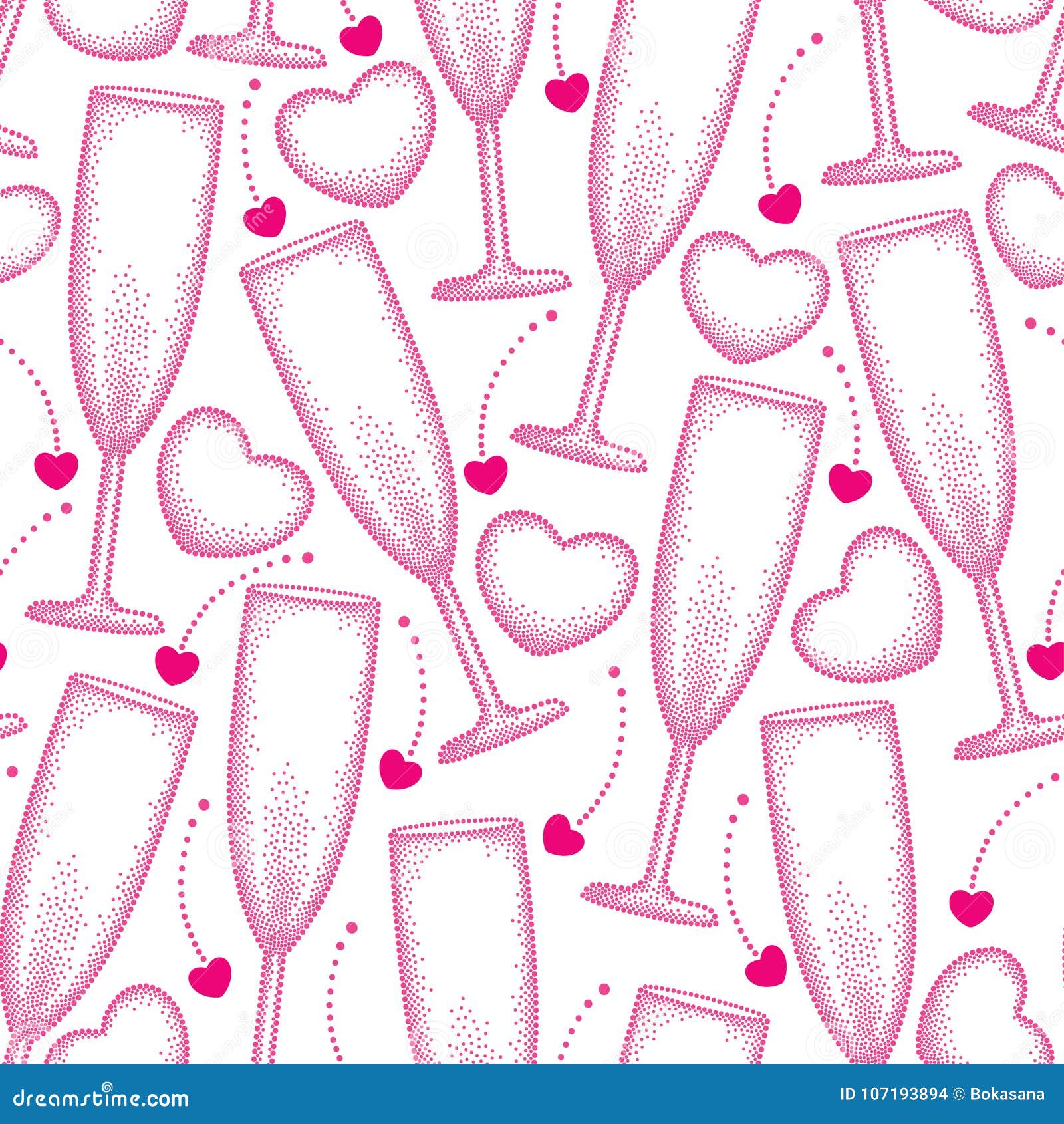 Vector Seamless Pattern with Dotted Pink Wine Glass Stock Vector - Illustration of dots, decor ...