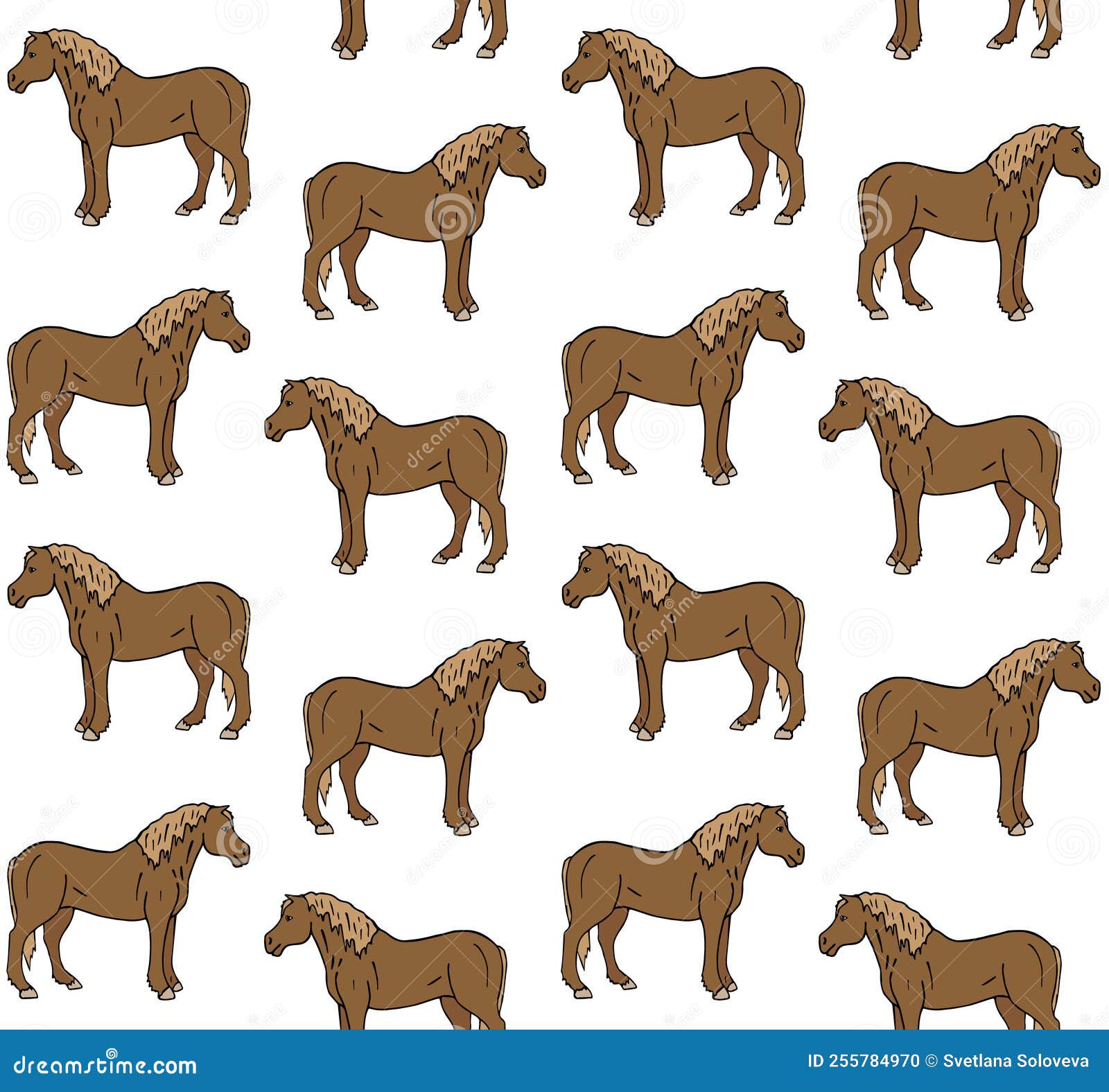 Vector Seamless Pattern of Draft Horse Stock Vector - Illustration of ...