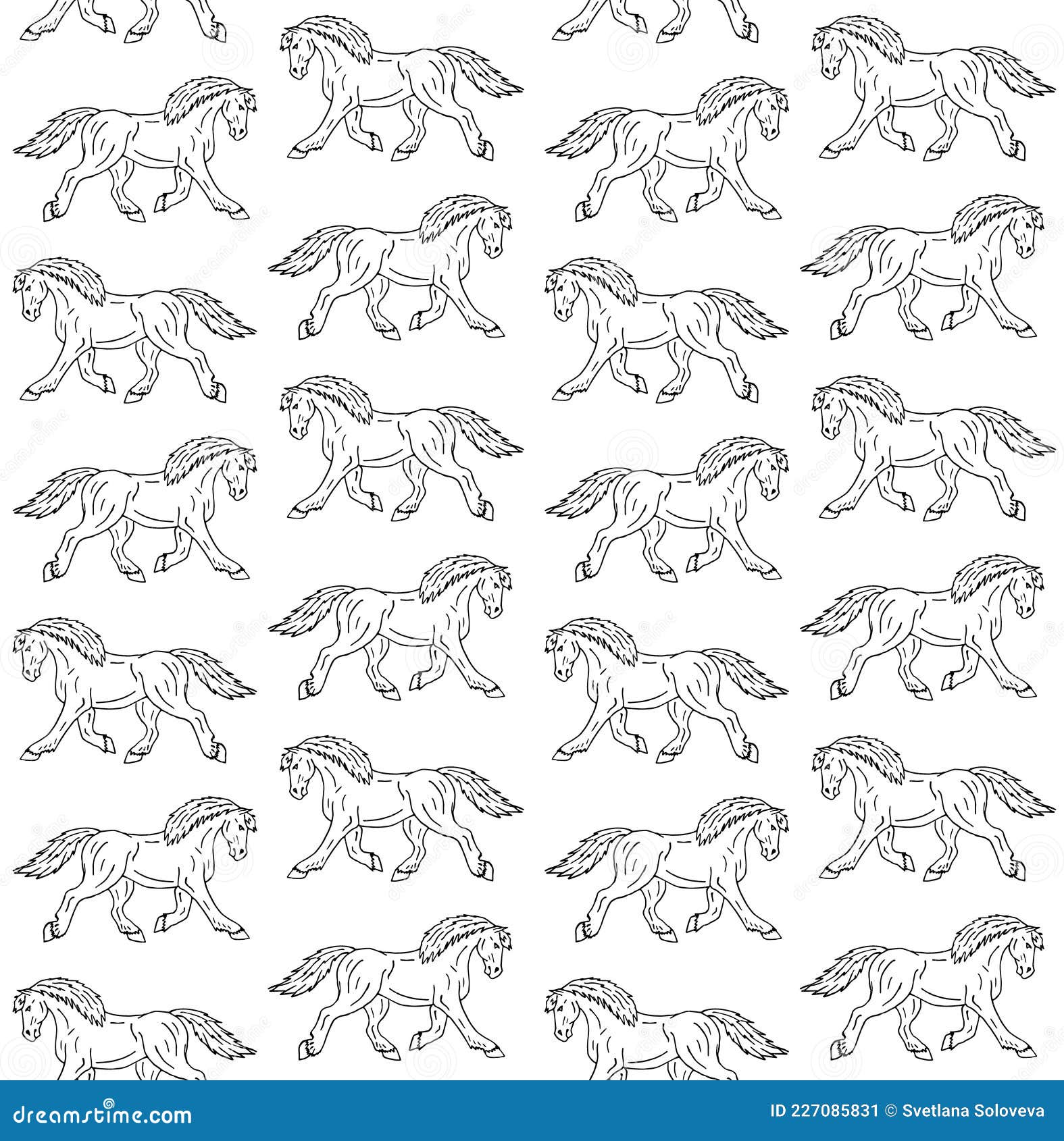 Vector Seamless Pattern of Draft Horse Stock Illustration ...