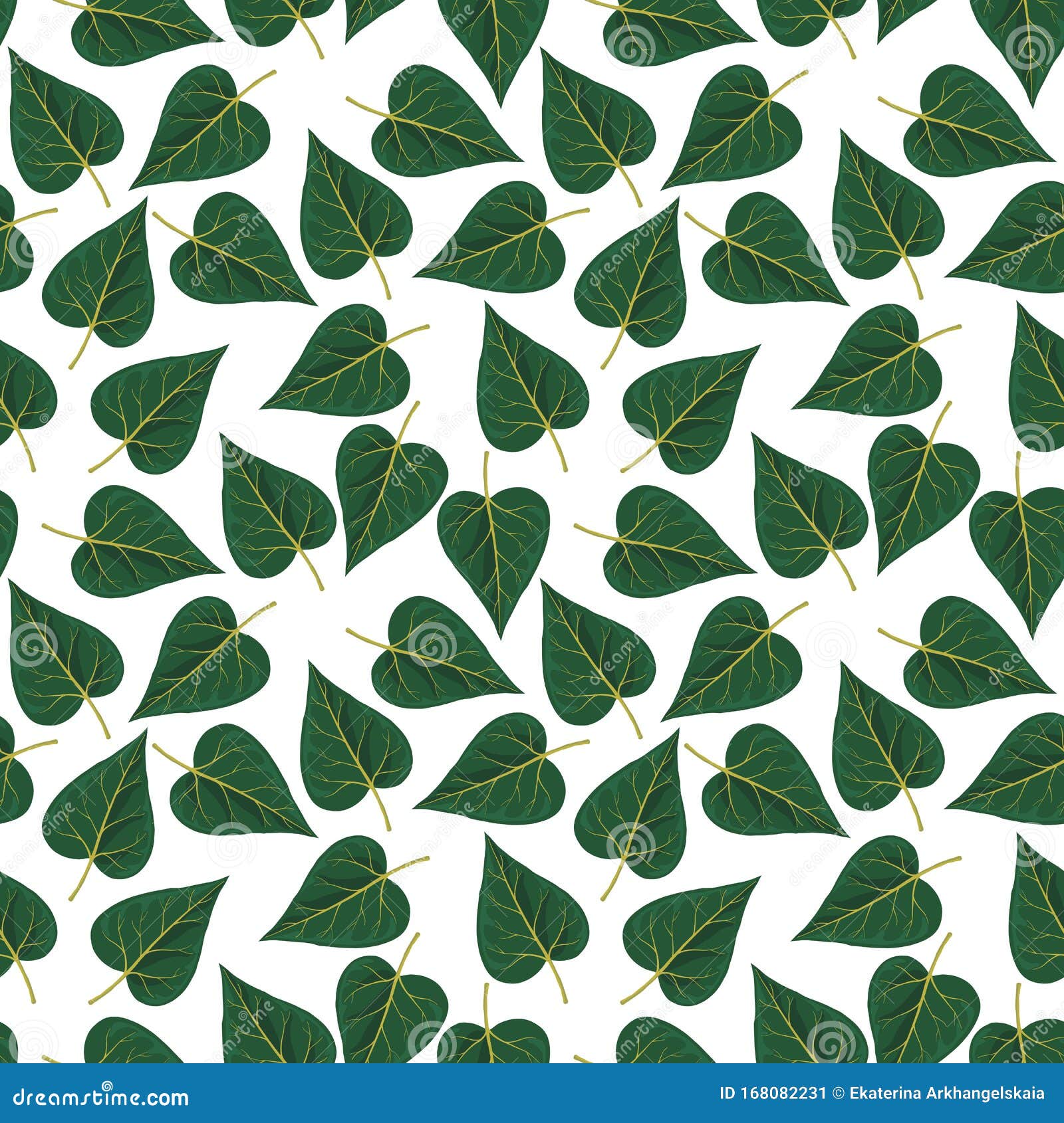 Vector Seamless Pattern with Drawing Leaves Stock Vector - Illustration ...