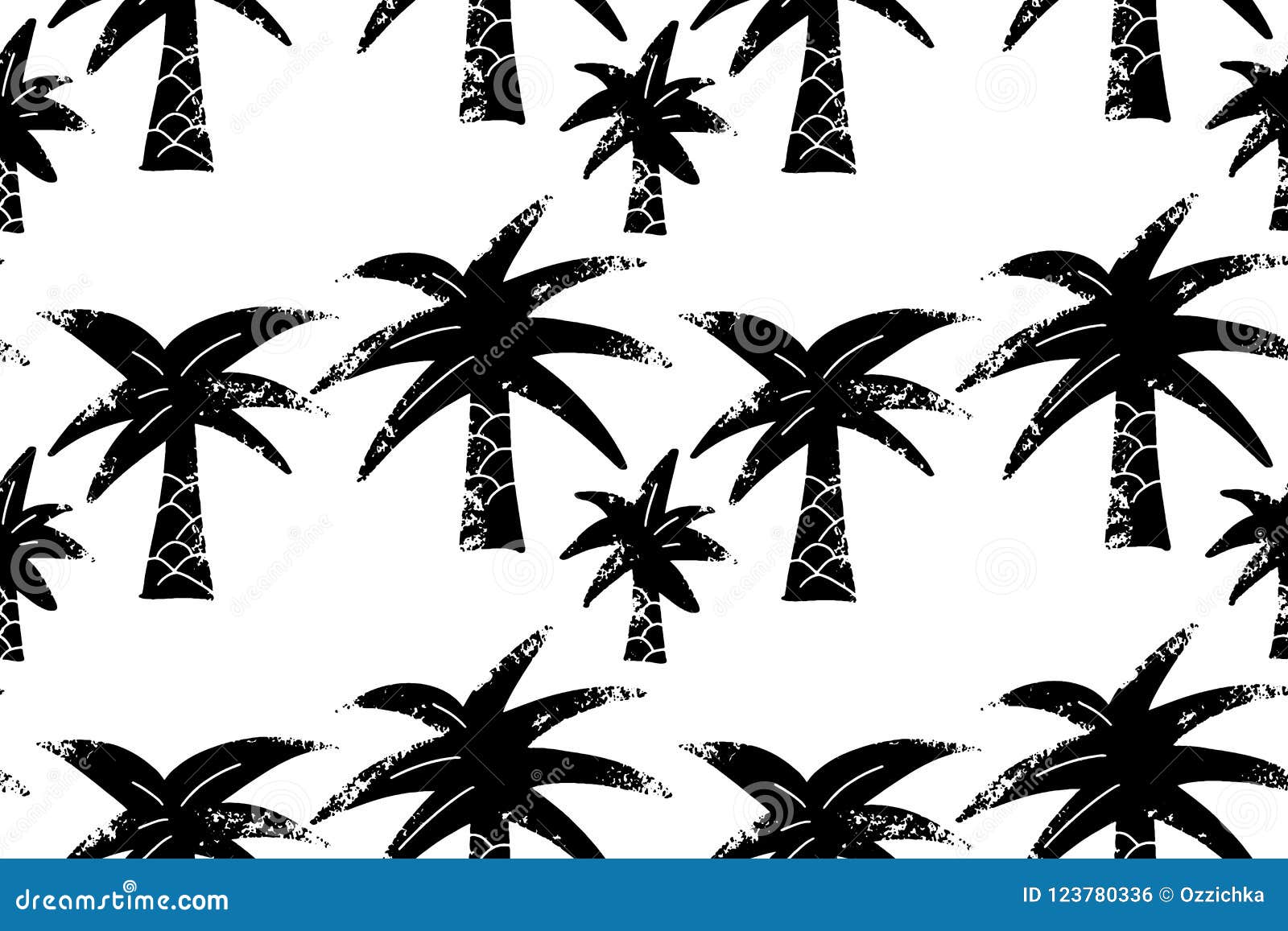 Vector Seamless Pattern of Drawing Palms, Monochrome Artistic Botanical ...