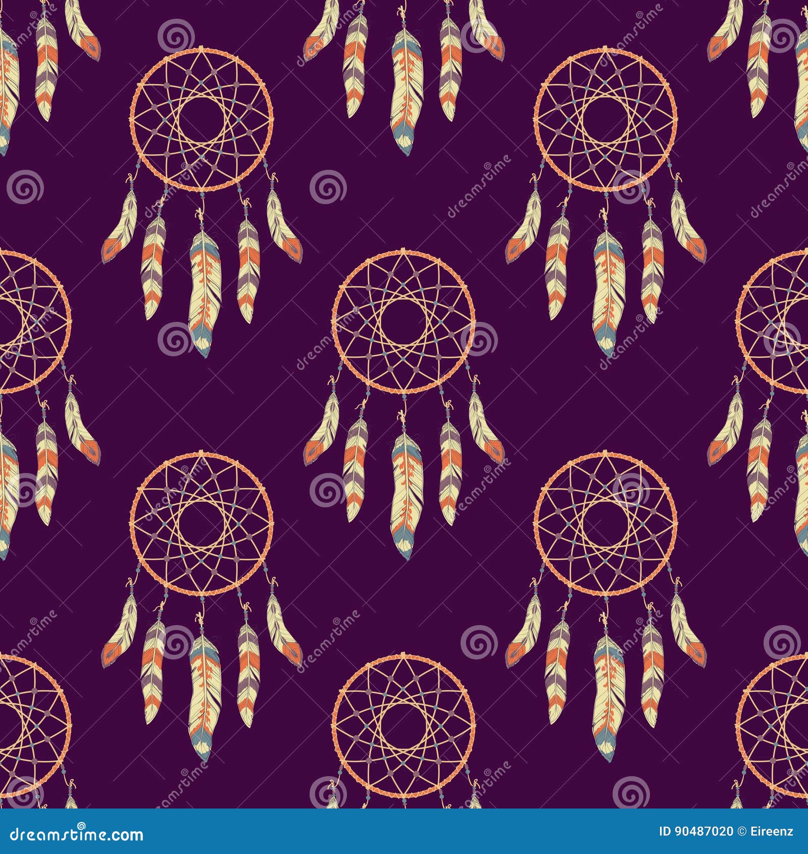 Vector Seamless Pattern with Dream Catchers Stock Vector - Illustration ...