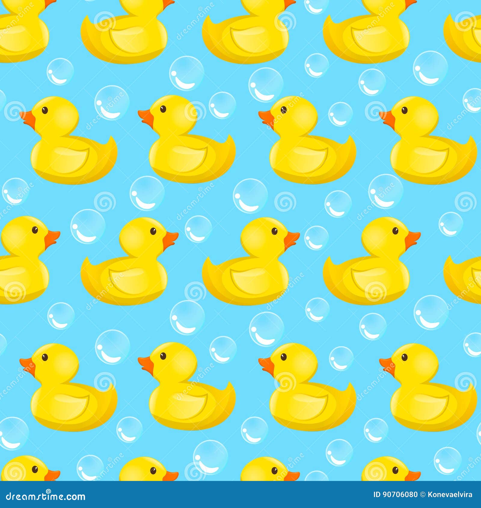 Vector Seamless Pattern with Ducks. Duckling Isolated on White ...