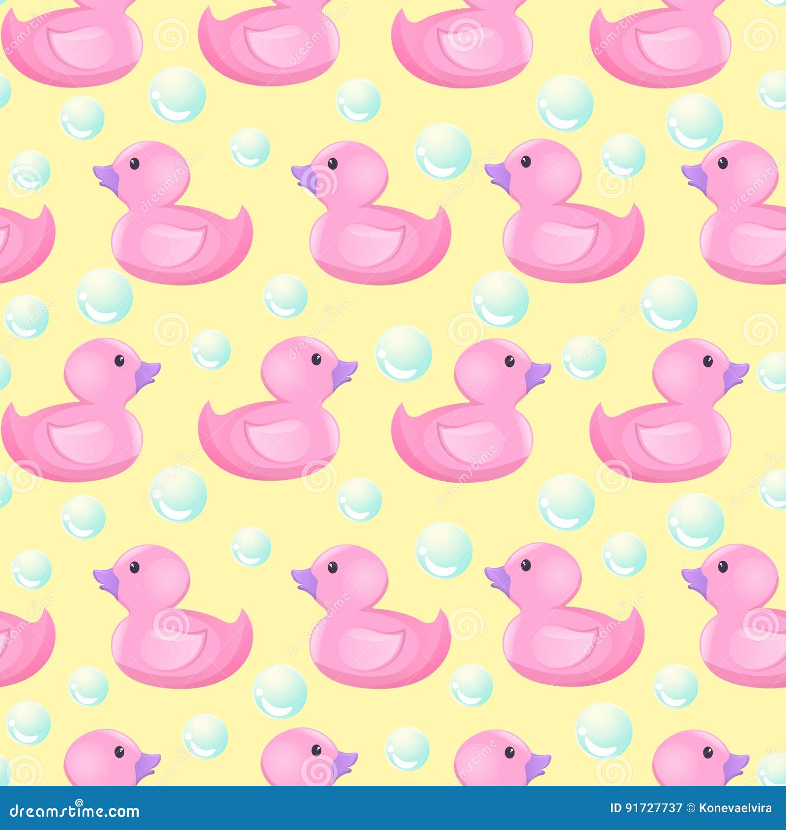 Vector Seamless Pattern with Ducks. Duckling Isolated on White ...