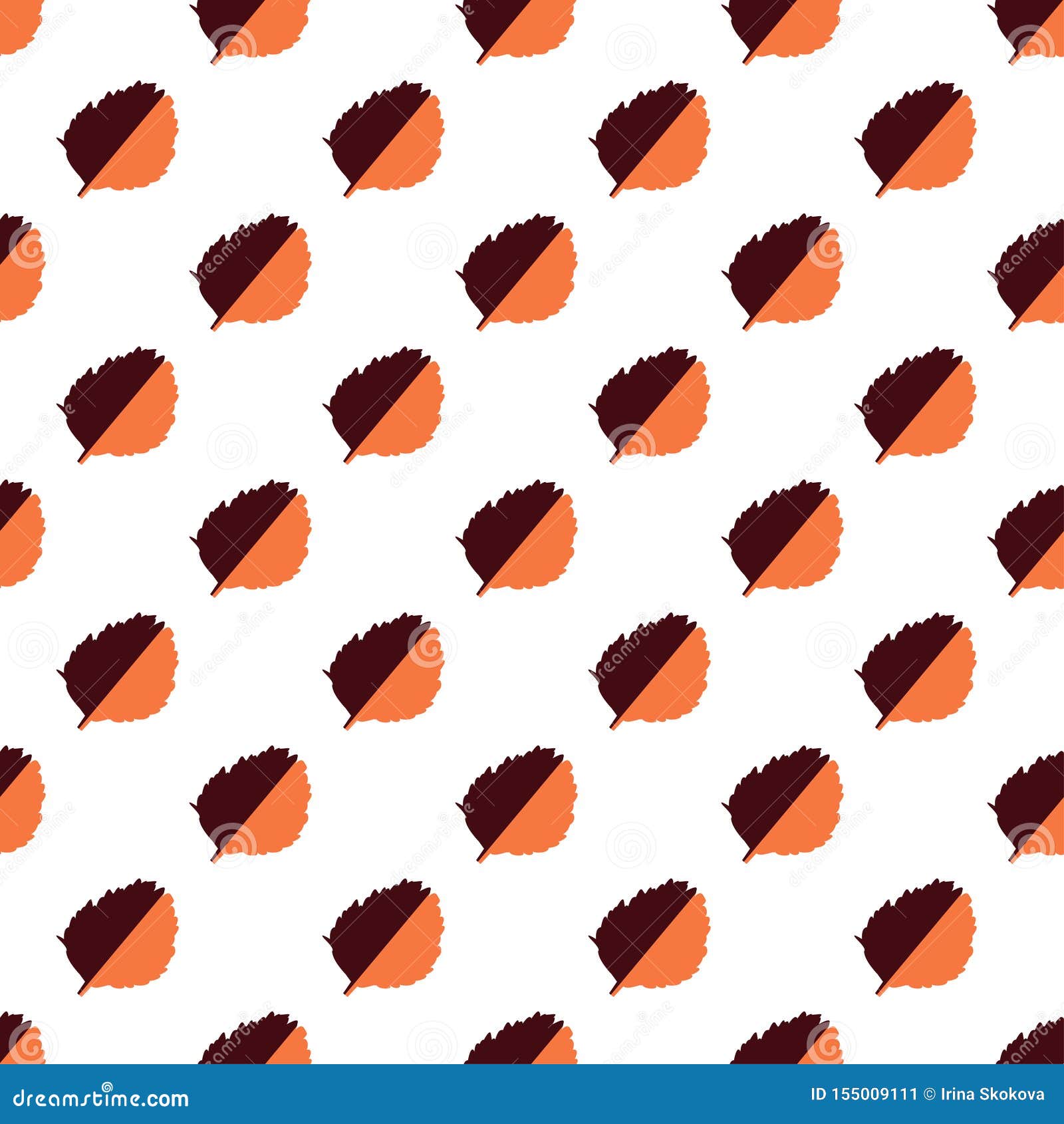 Vector Seamless Pattern with Duocolor Autumn Leaves on a White ...