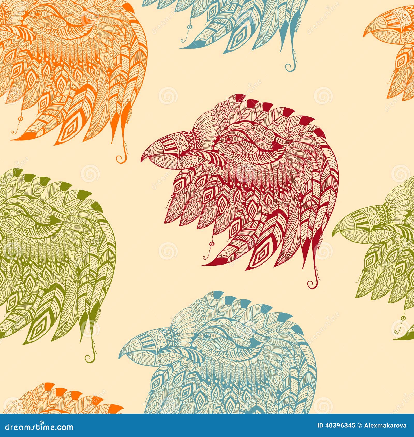 Vector Seamless Pattern with Eagles Stock Vector - Illustration of ...