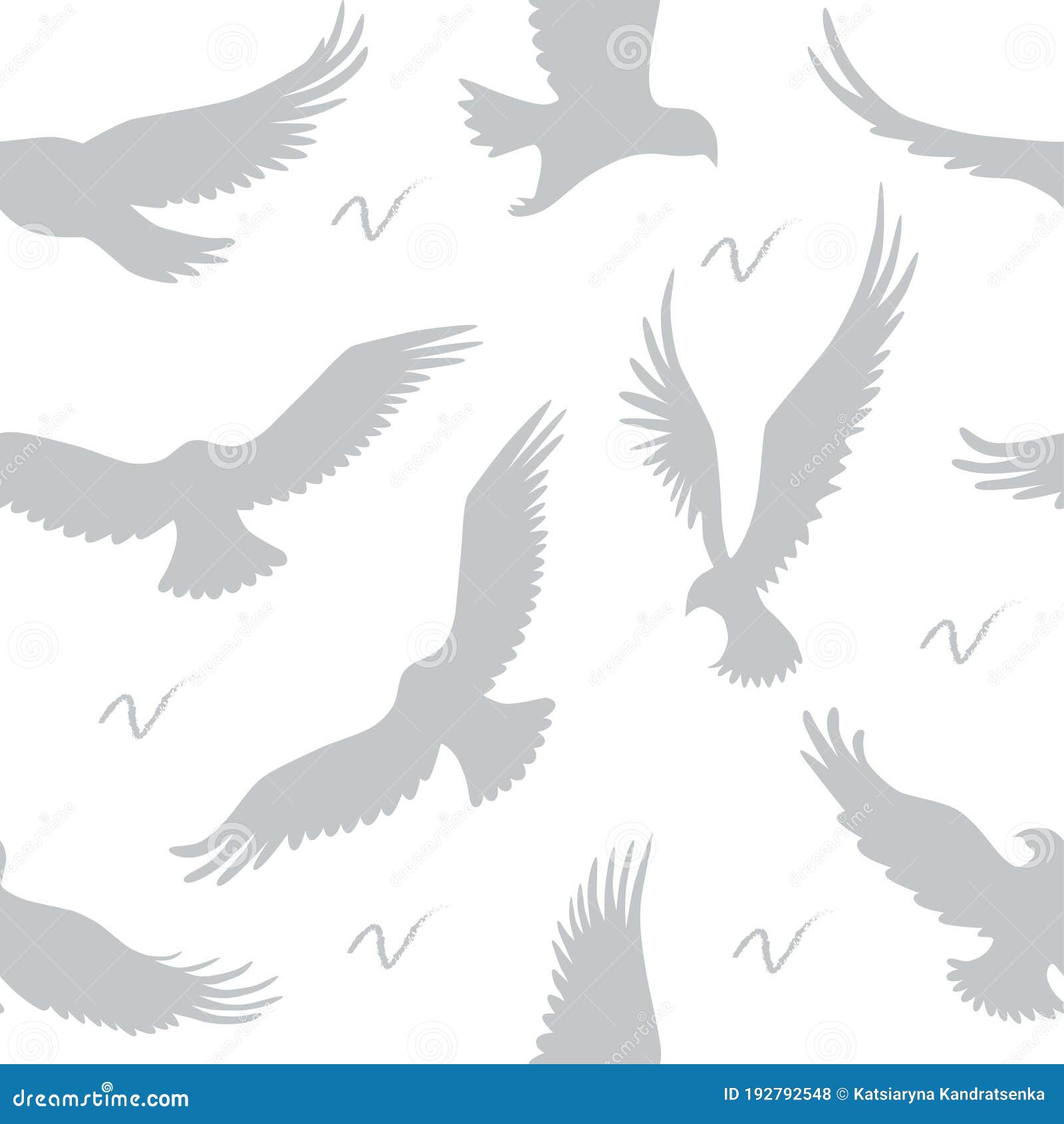 Vector Seamless Pattern with Eagles. Grey and White Seamless Background ...