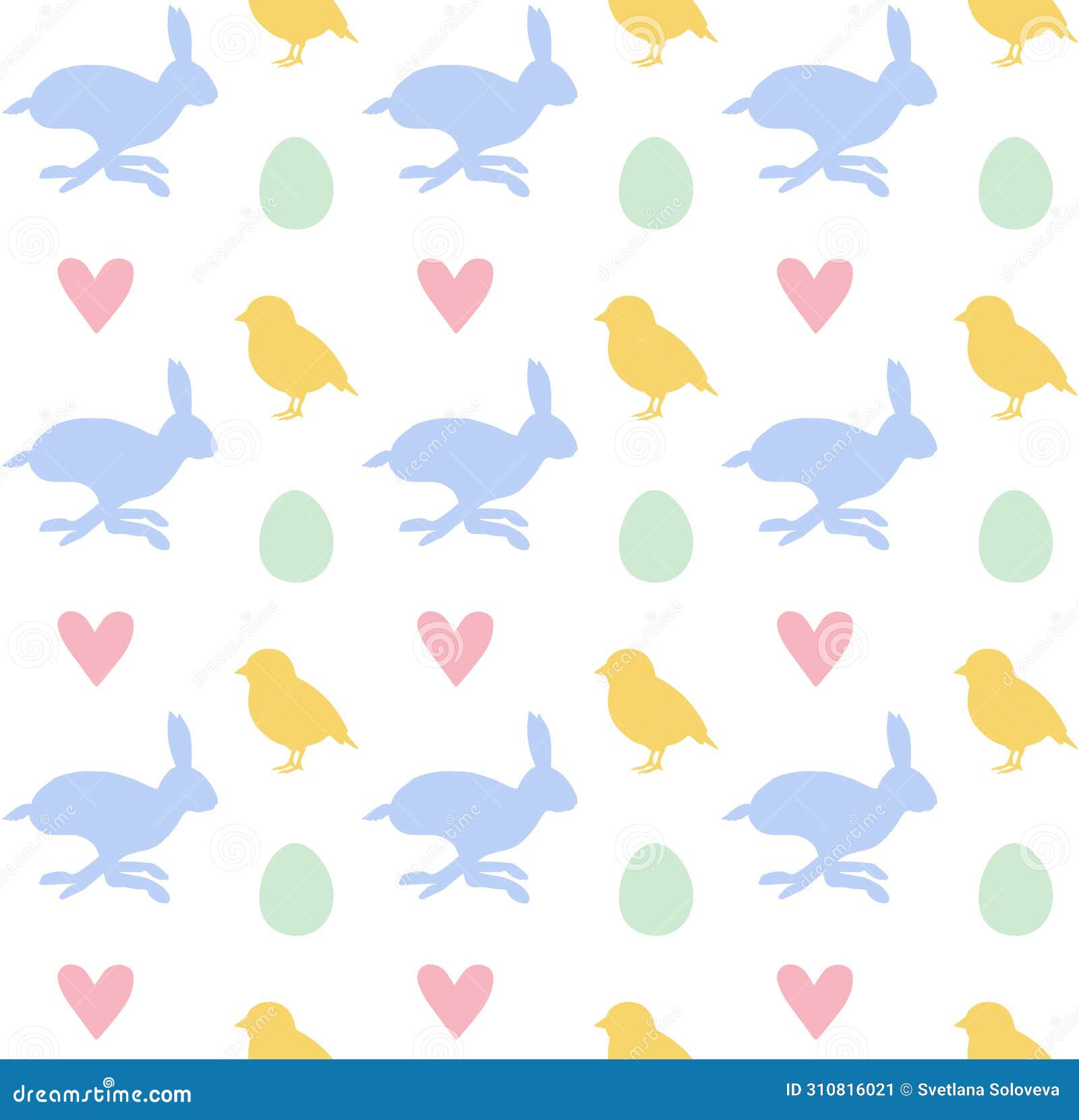 Vector Seamless Pattern of Easter Chick and Rabbit Stock Illustration ...