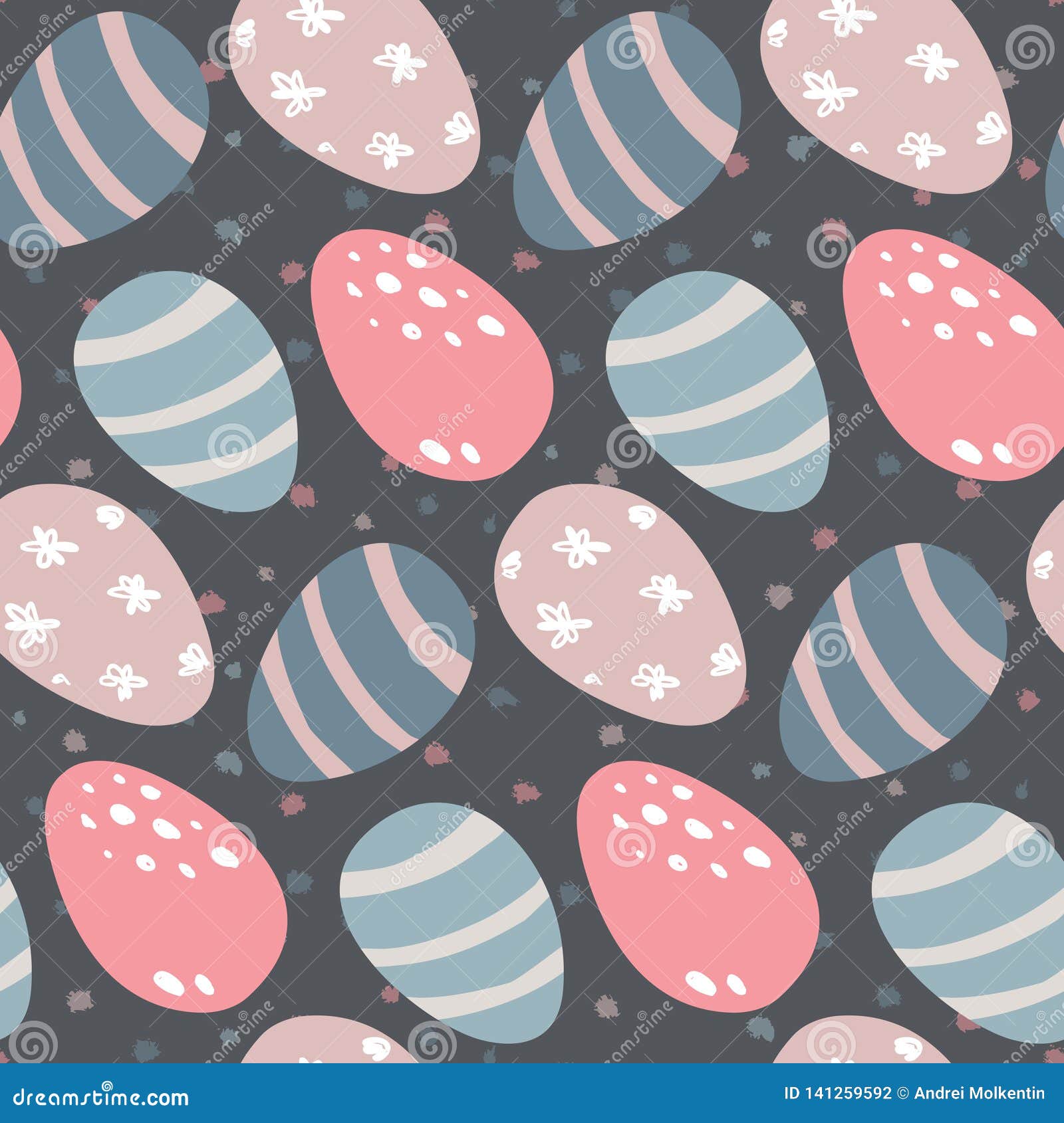 Vector Seamless Pattern with Easter Eggs and Dot Texture. Stock Vector ...