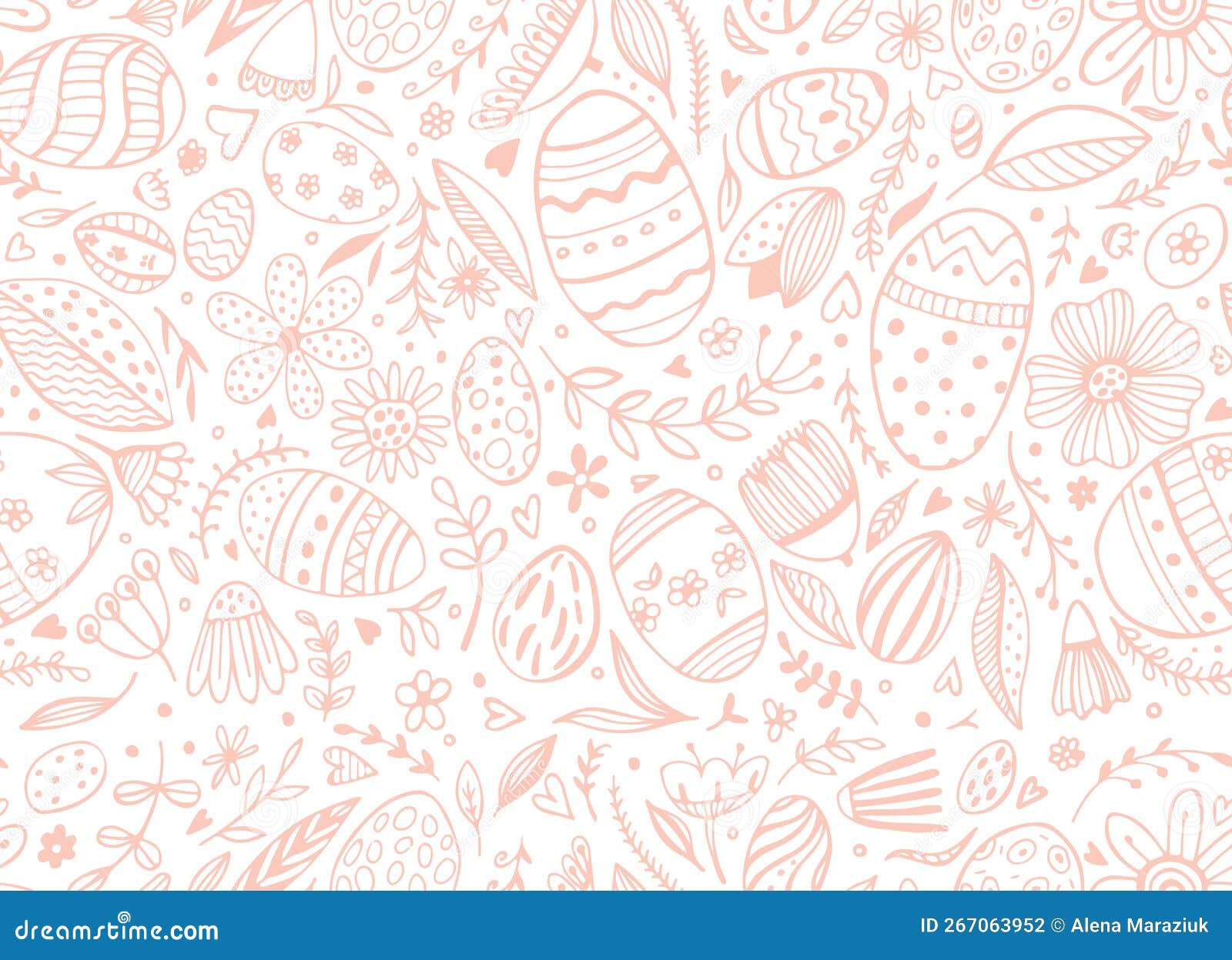 Vector Seamless Pattern from Easter Eggs and Flowers. Easter Eggs. Traditional Easter Ornament ...