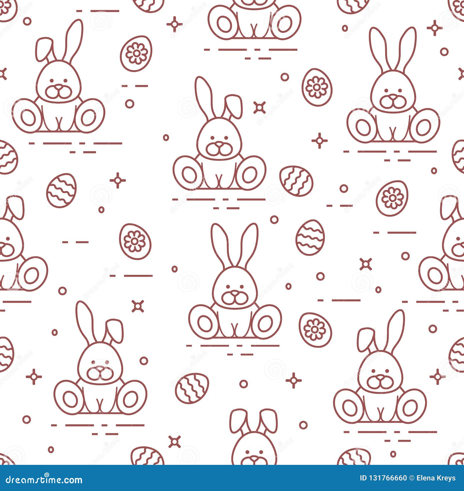 Seamless Pattern with Easter Symbols. Rabbits, Decorated Eggs Stock ...