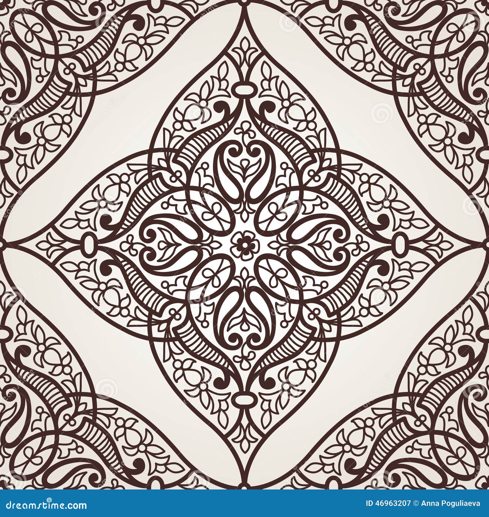 Vector Seamless Pattern in Eastern Style. Stock Vector - Illustration ...