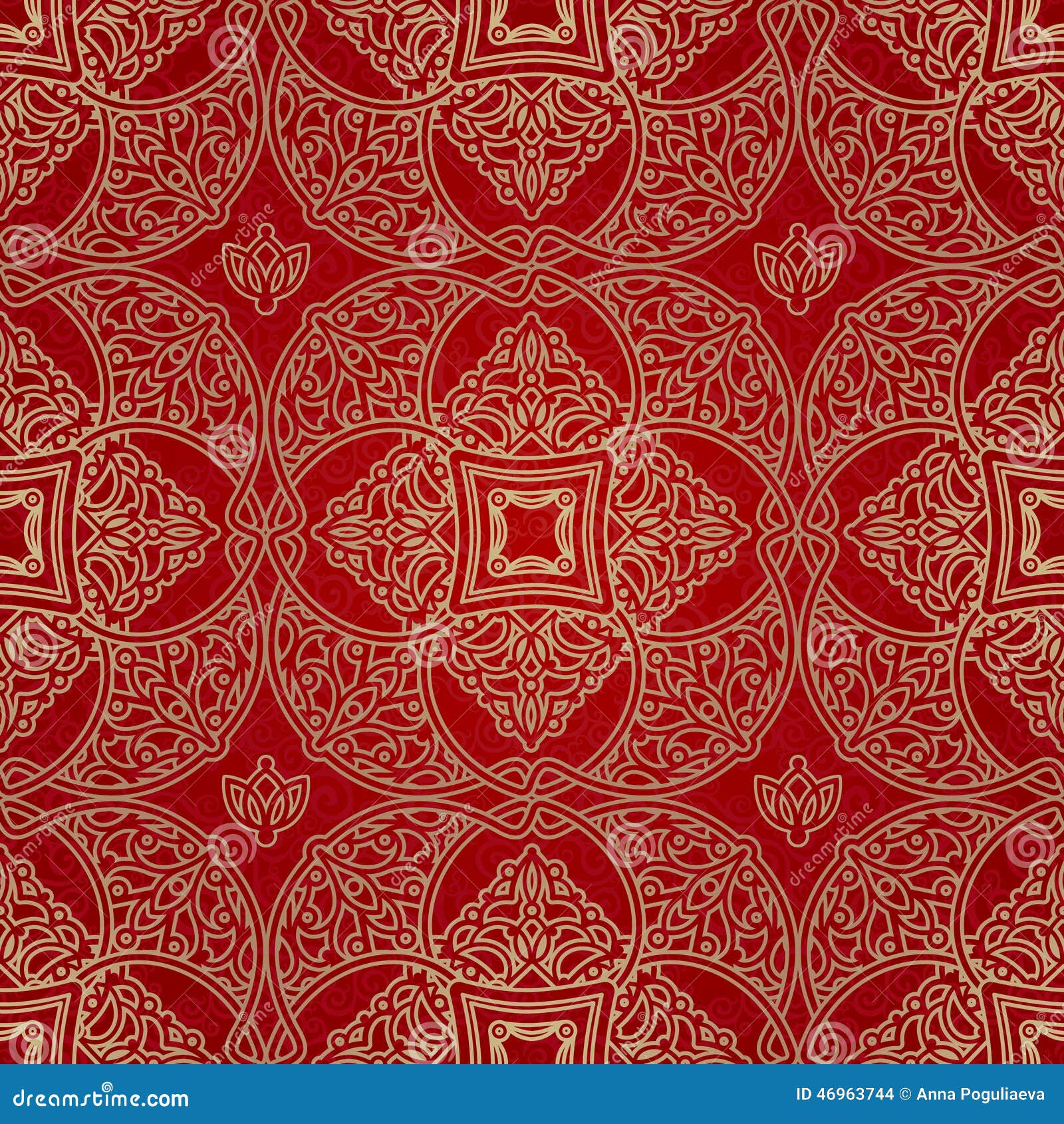 Vector Seamless Pattern in Eastern Style. Stock Vector - Illustration ...