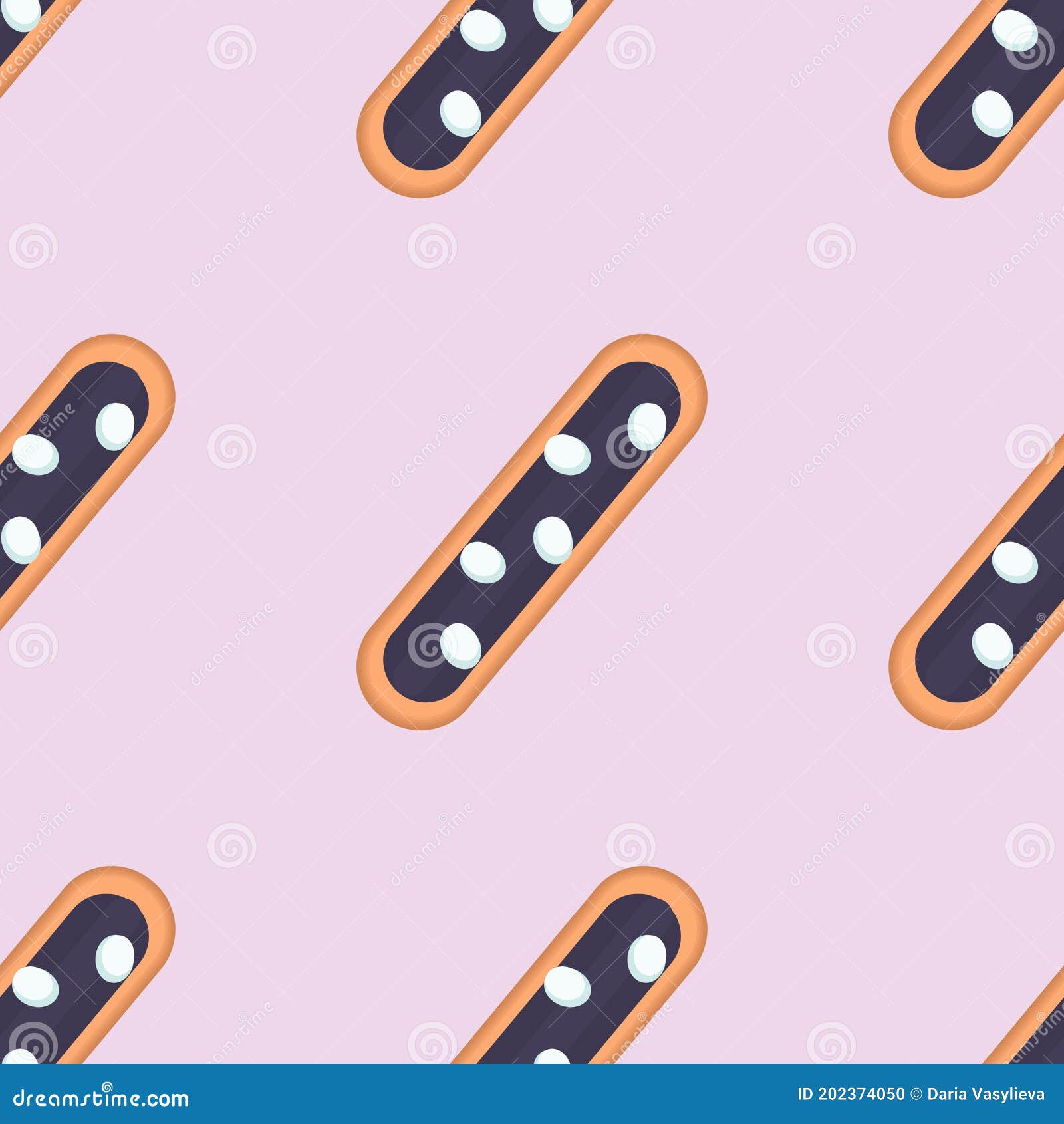 Vector Seamless Pattern with Eclairs Stock Vector - Illustration of ...