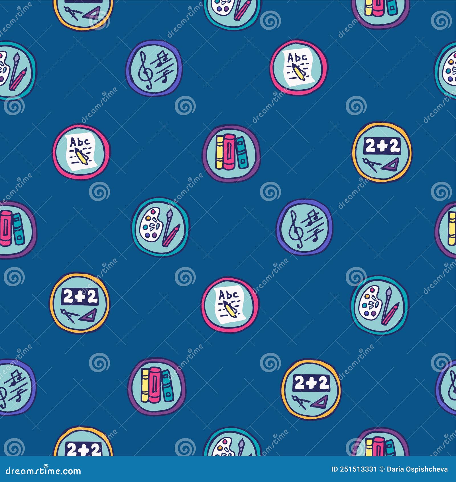 Vector Seamless Pattern with Education Icons - Back To School Stock ...
