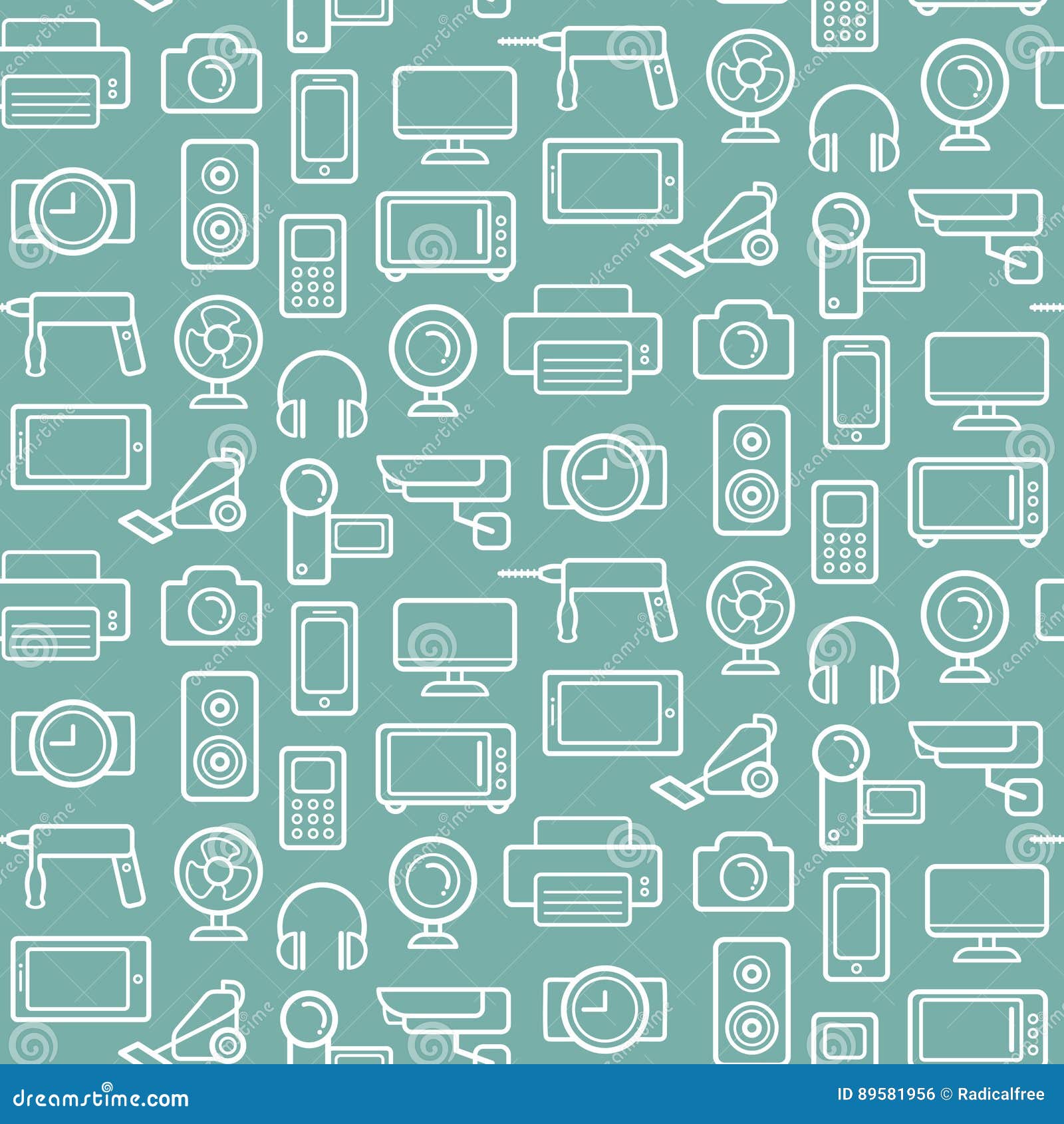 Vector Seamless Pattern of Electrical Engineering, Household Appliances ...