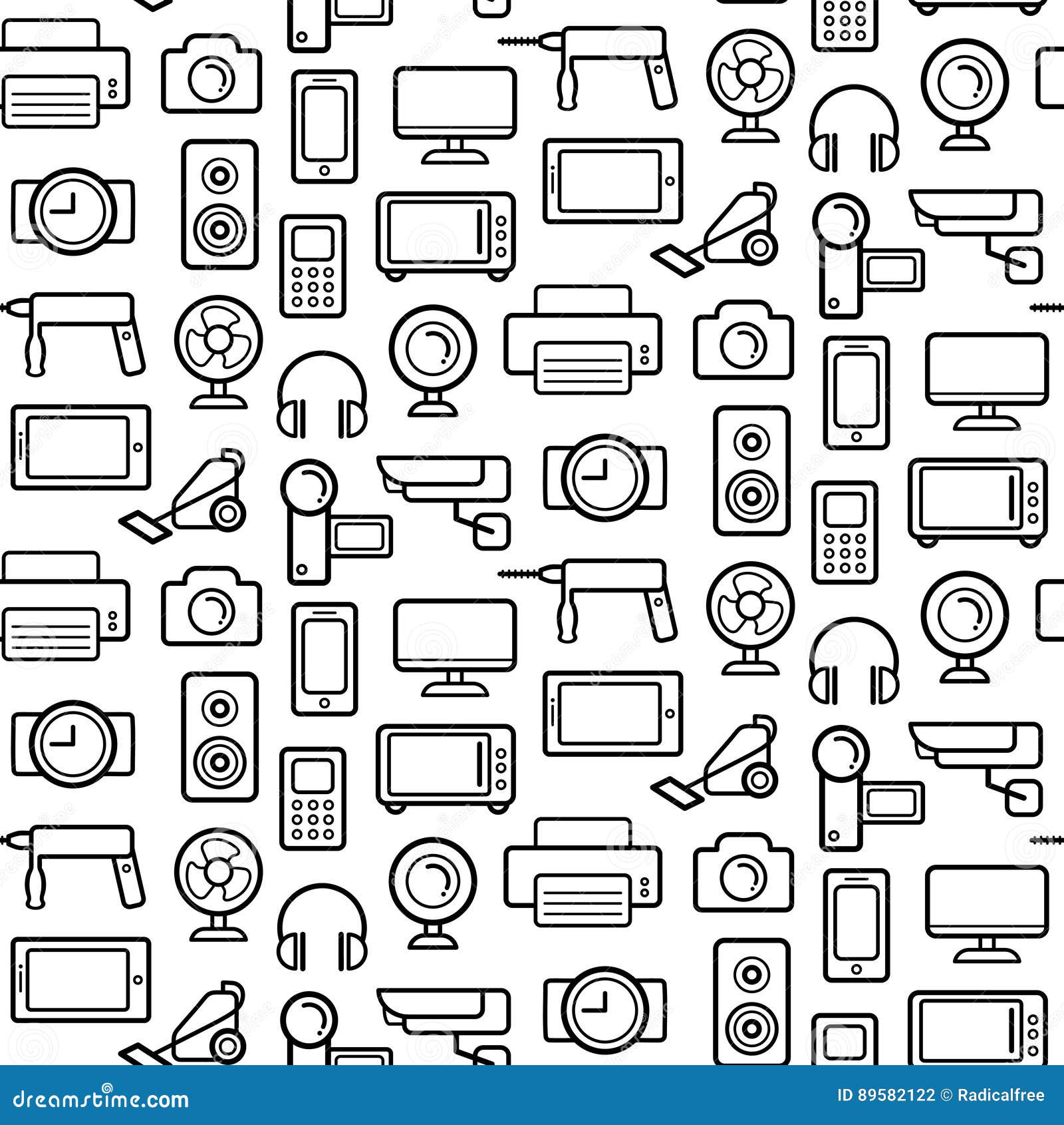 Vector Seamless Pattern of Electrical Engineering, Household Appliances ...