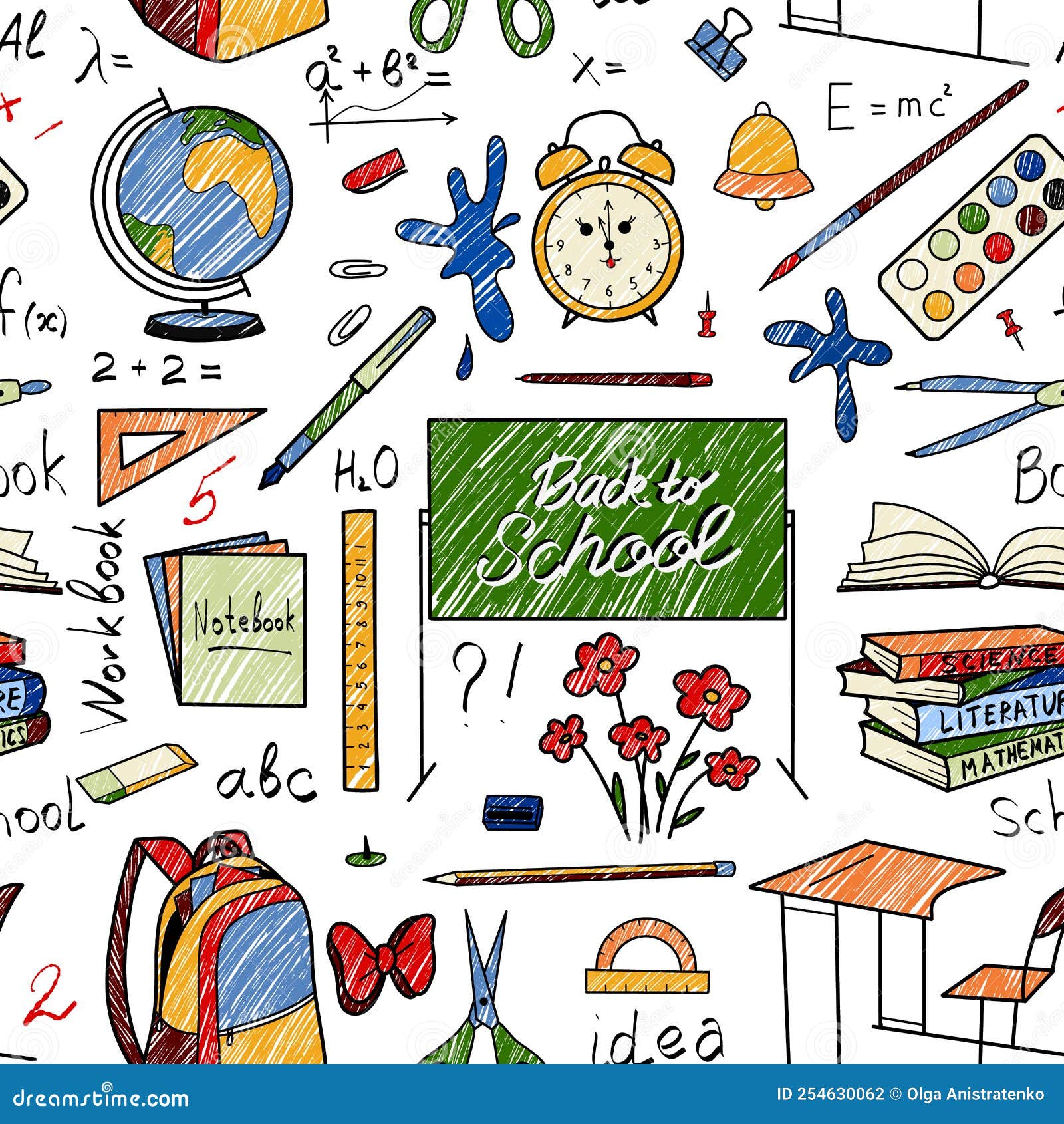 Vector Seamless Pattern Elements Back To School Stock Vector ...