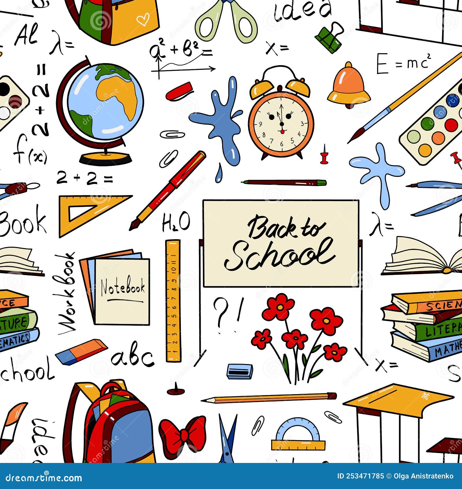 Vector Seamless Pattern Elements Back To School Stock Vector ...