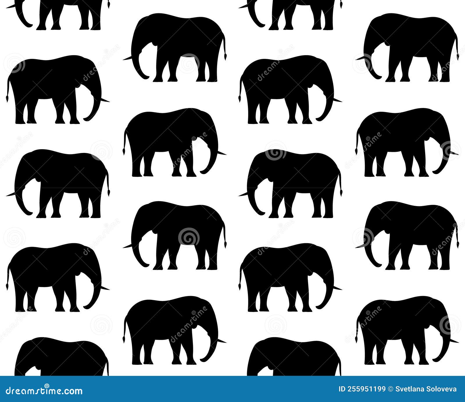 Vector Seamless Pattern of Elephant Silhouette Stock Vector ...