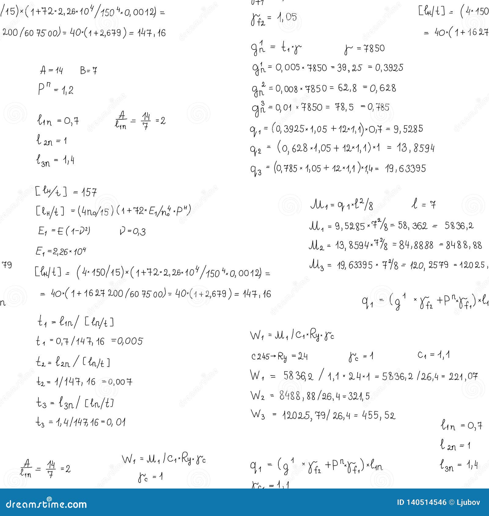 Vector Seamless Pattern with Engineering and Mathematics Equation and ...