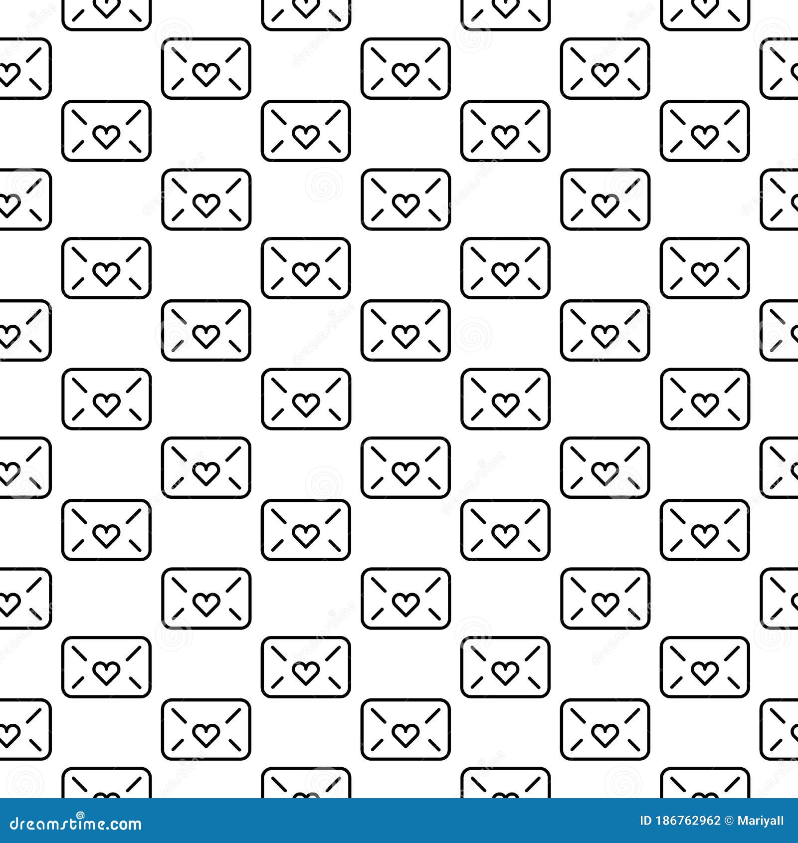 Vector Seamless Pattern of Envelopes in Line Style Stock Illustration ...