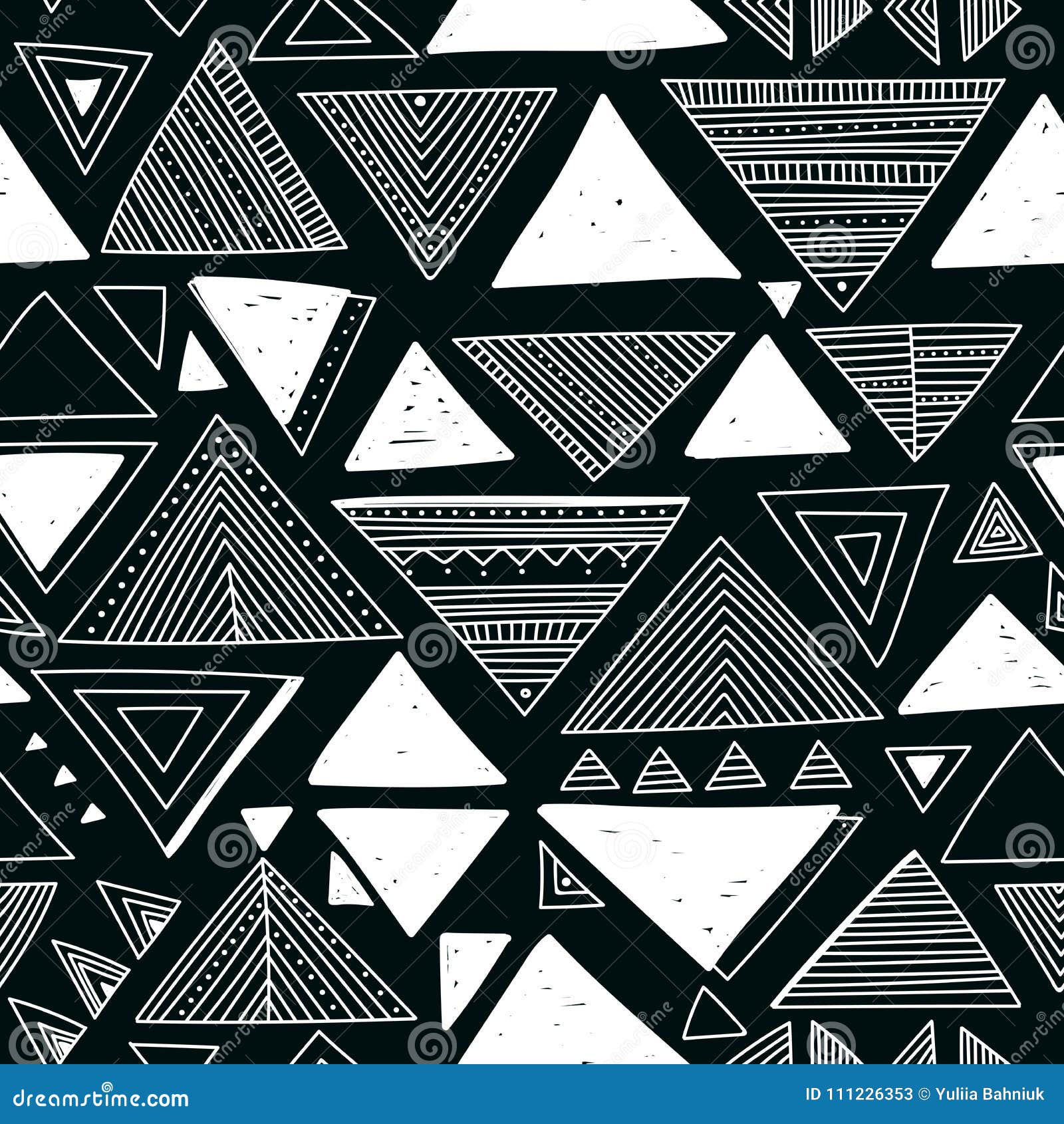 Vector Seamless Pattern with Ethnic Tribal Boho Triangles Stock Vector ...