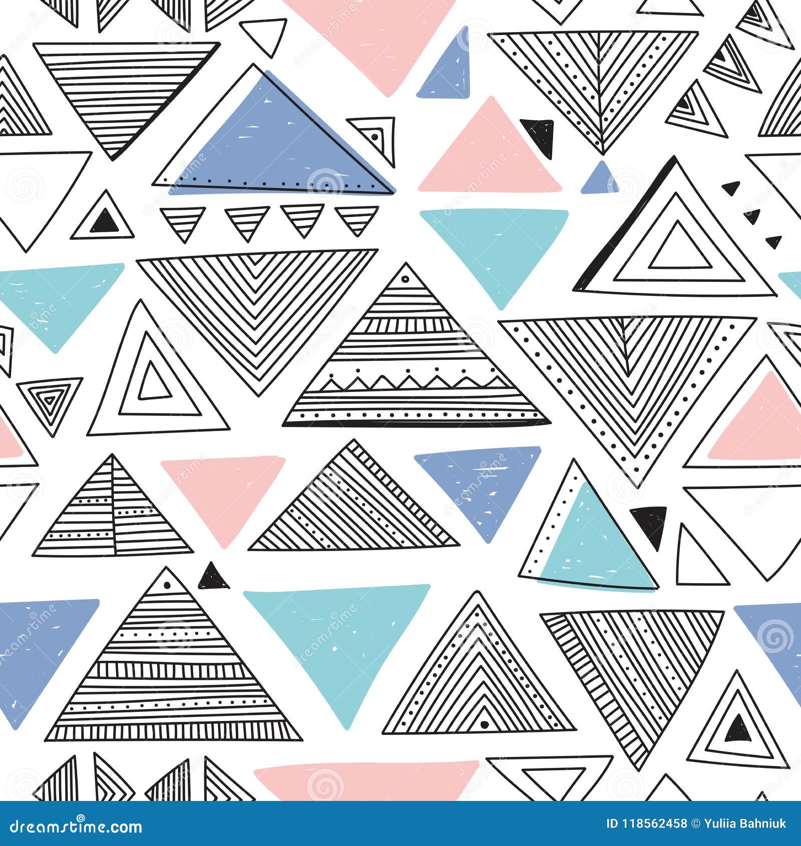Vector Seamless Pattern with Ethnic Tribal Boho Triangles Stock Vector ...