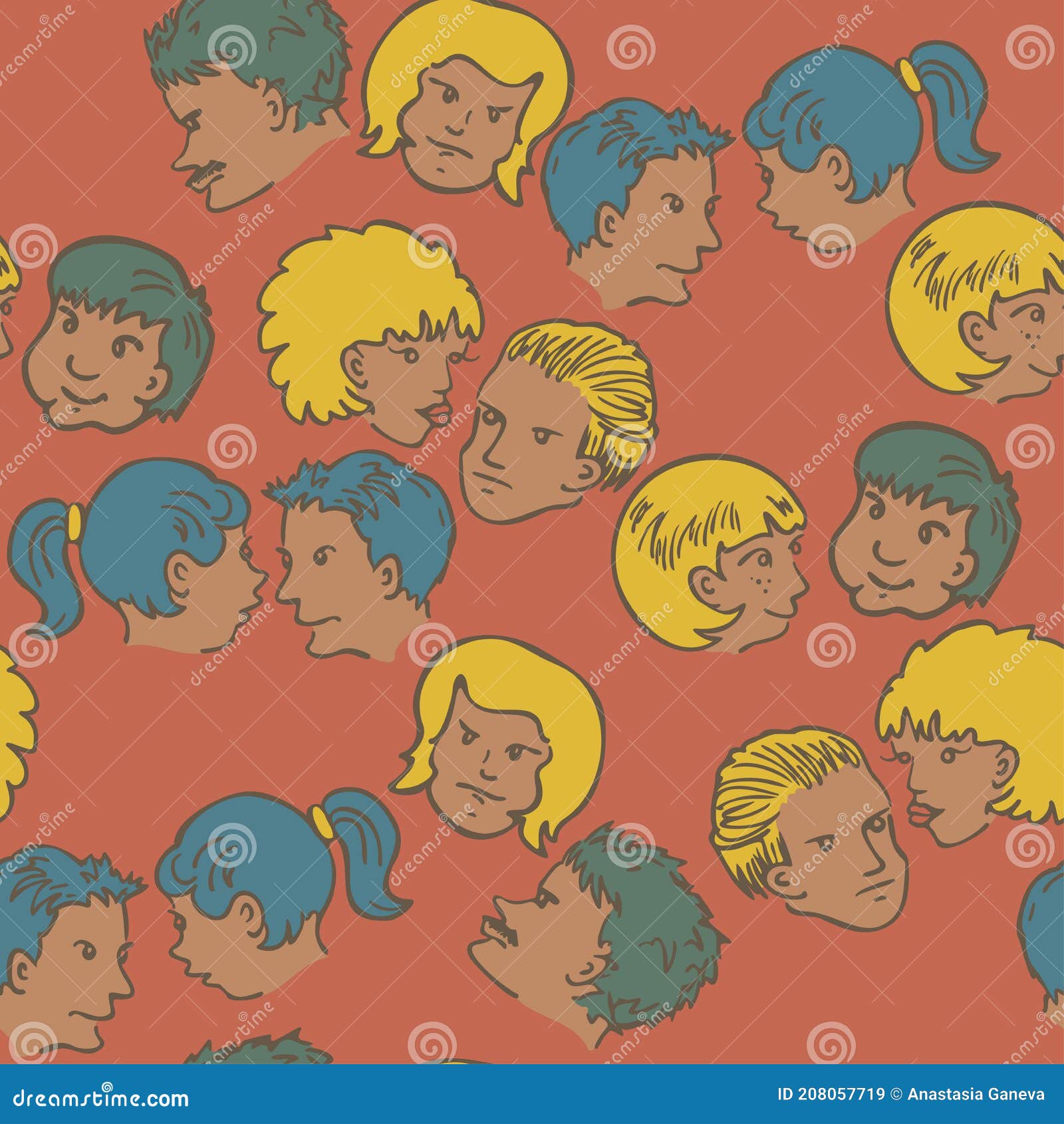 Vector Seamless Pattern with Faces of Different Couples with Variety of ...
