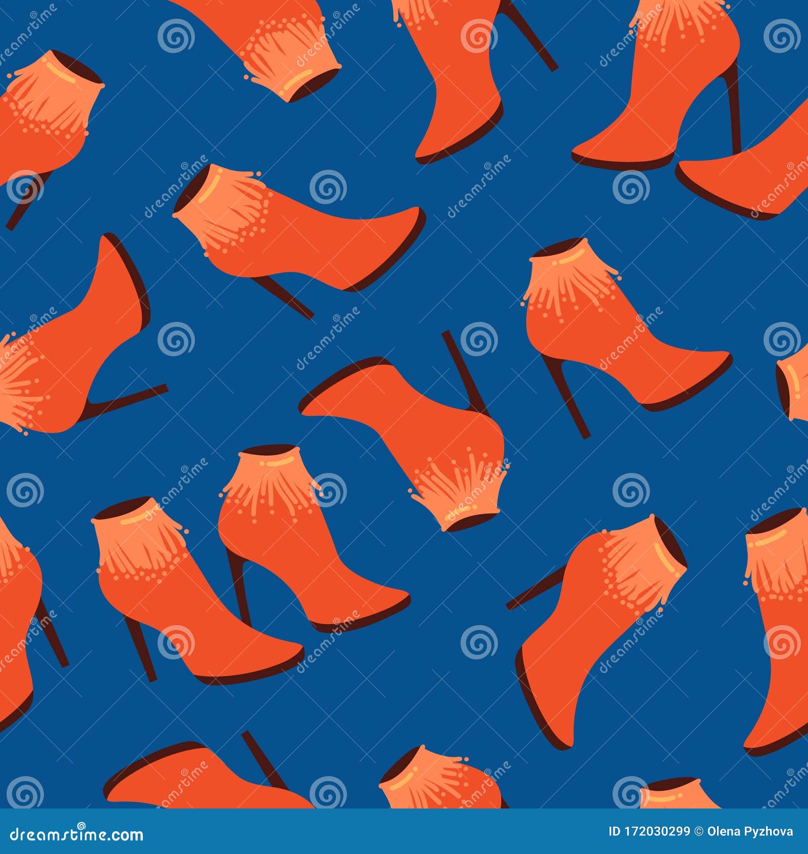 Vector Seamless Pattern with Fashionable Shoes. Handdrawn Texture ...