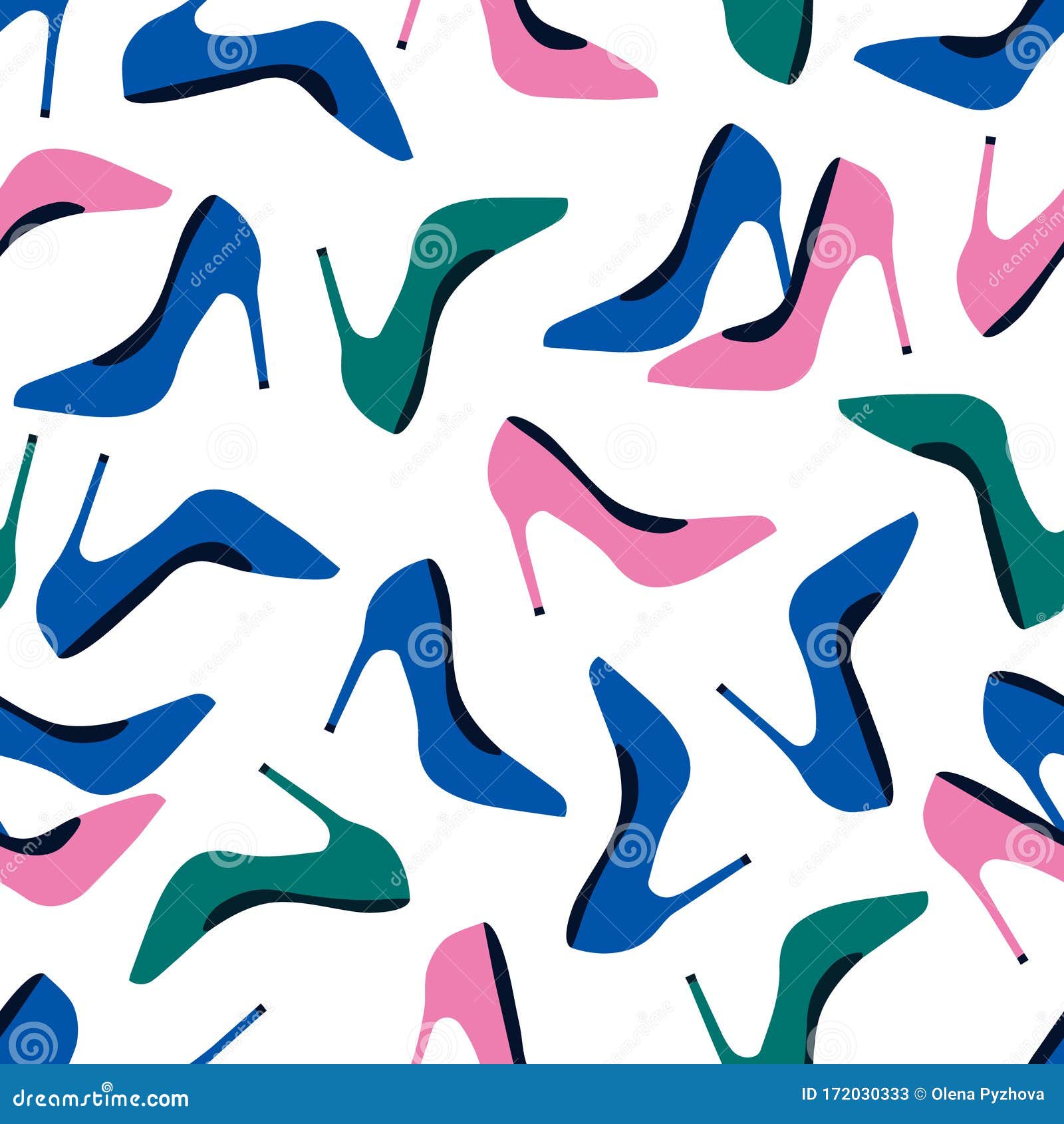 Vector Seamless Pattern with Fashionable Shoes. Handdrawn Texture ...